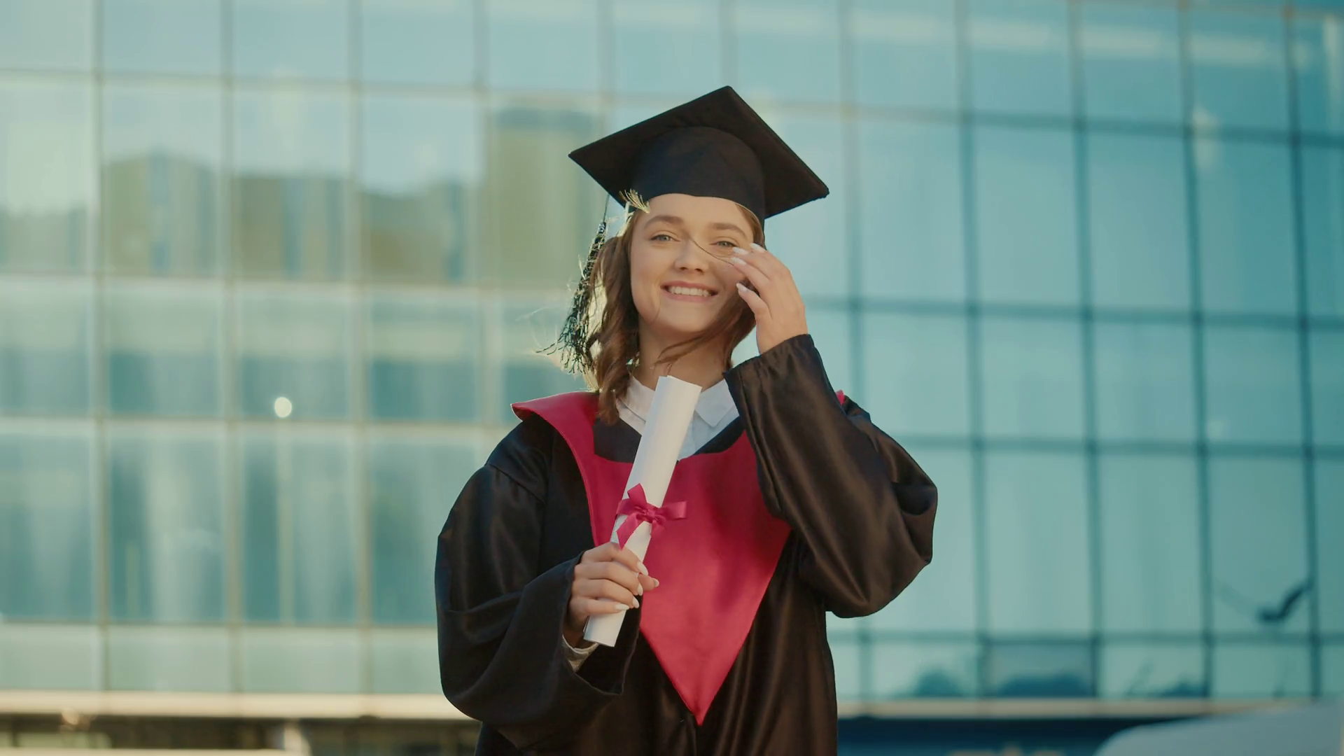 Portrait Of Positive Graduate Girl With Stock Footage SBV-347631938 ...