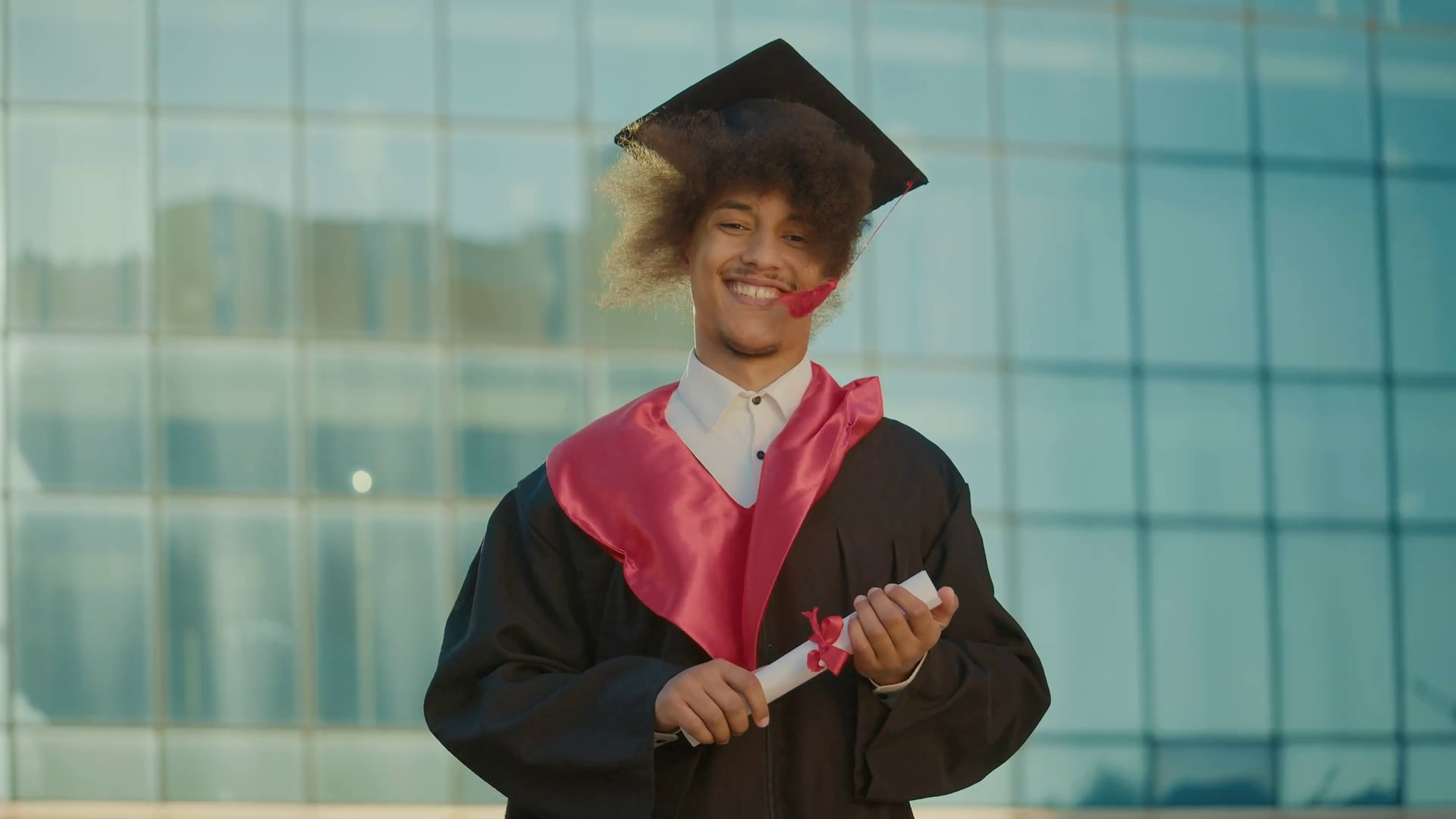 Portrait Of Positive Graduate Guy With Stock Footage SBV-347631947 ...