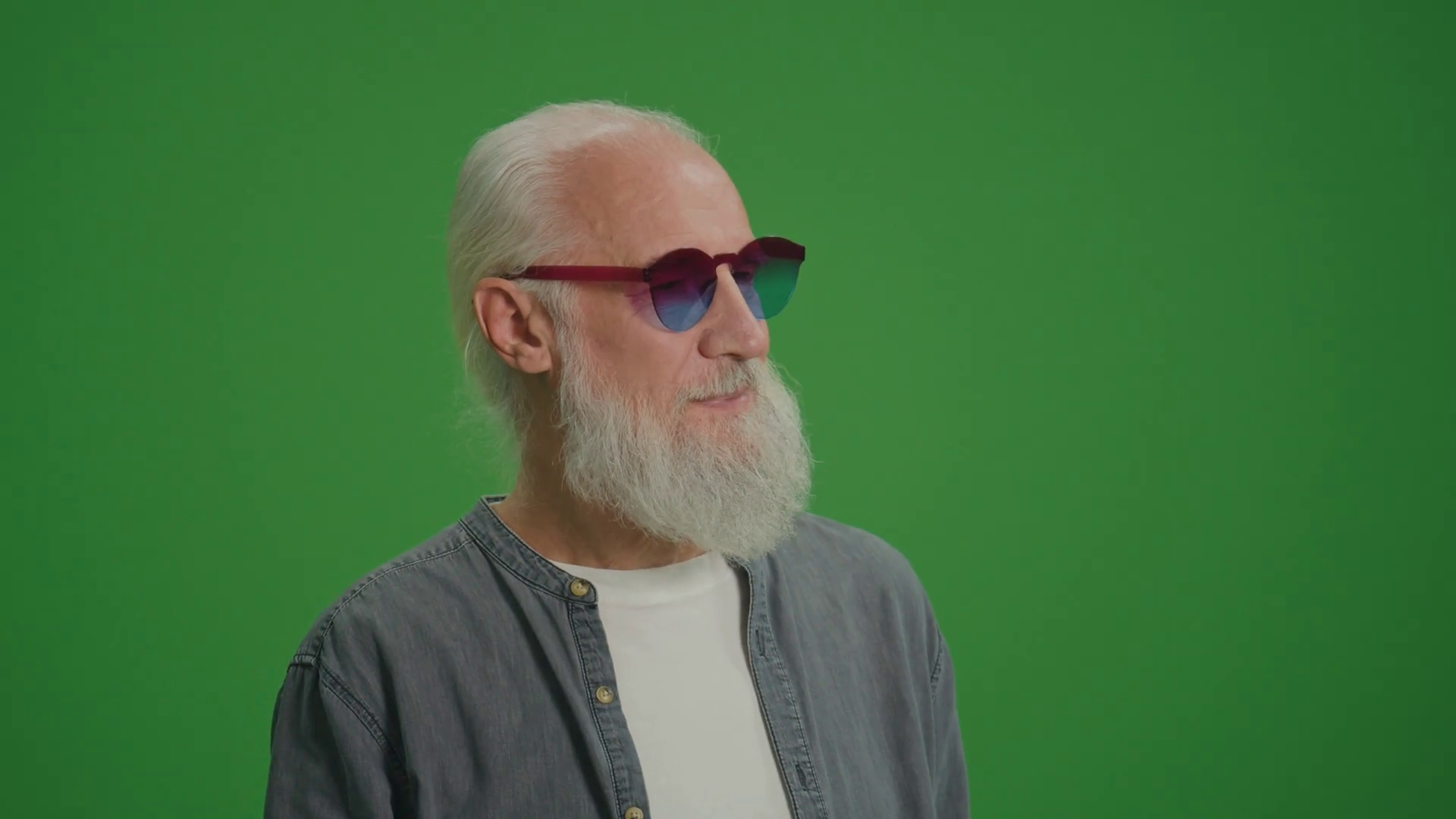 Green Screen Old Man With Gray Beard Funny Stock Footage SBV-347697064 ...