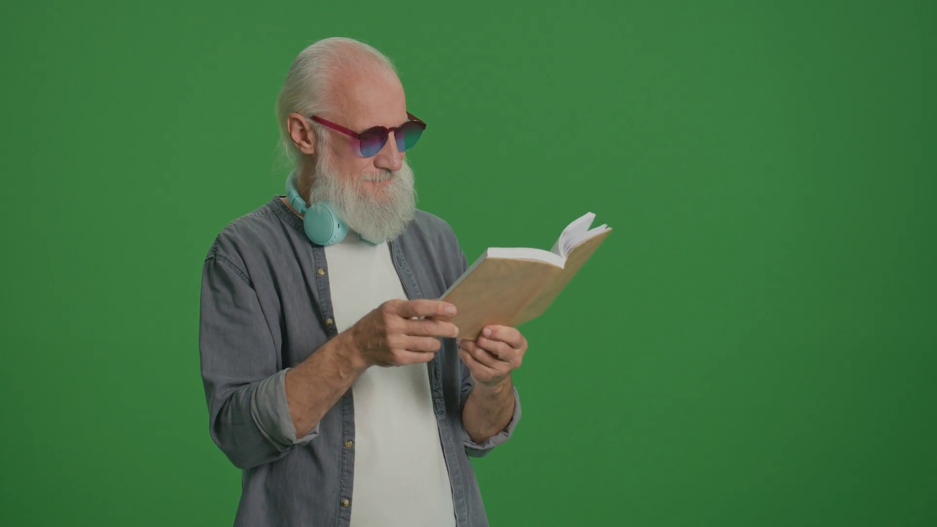 Green Screen Portrait Of Smart Old Man With Stock Footage SBV-348461083 ...