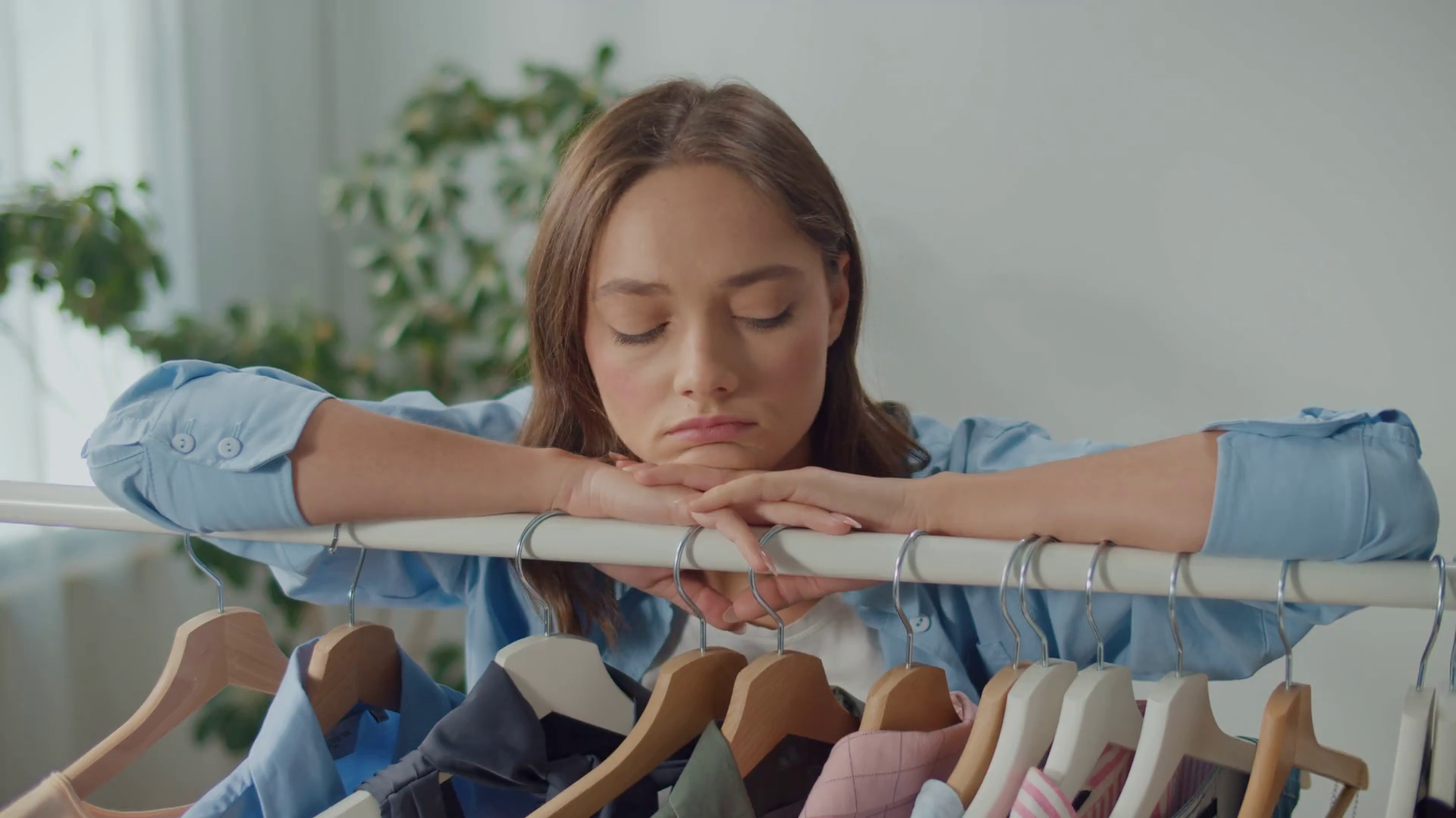 Indecisive Woman Choosing Dress From Stock Footage SBV-348830220 ...