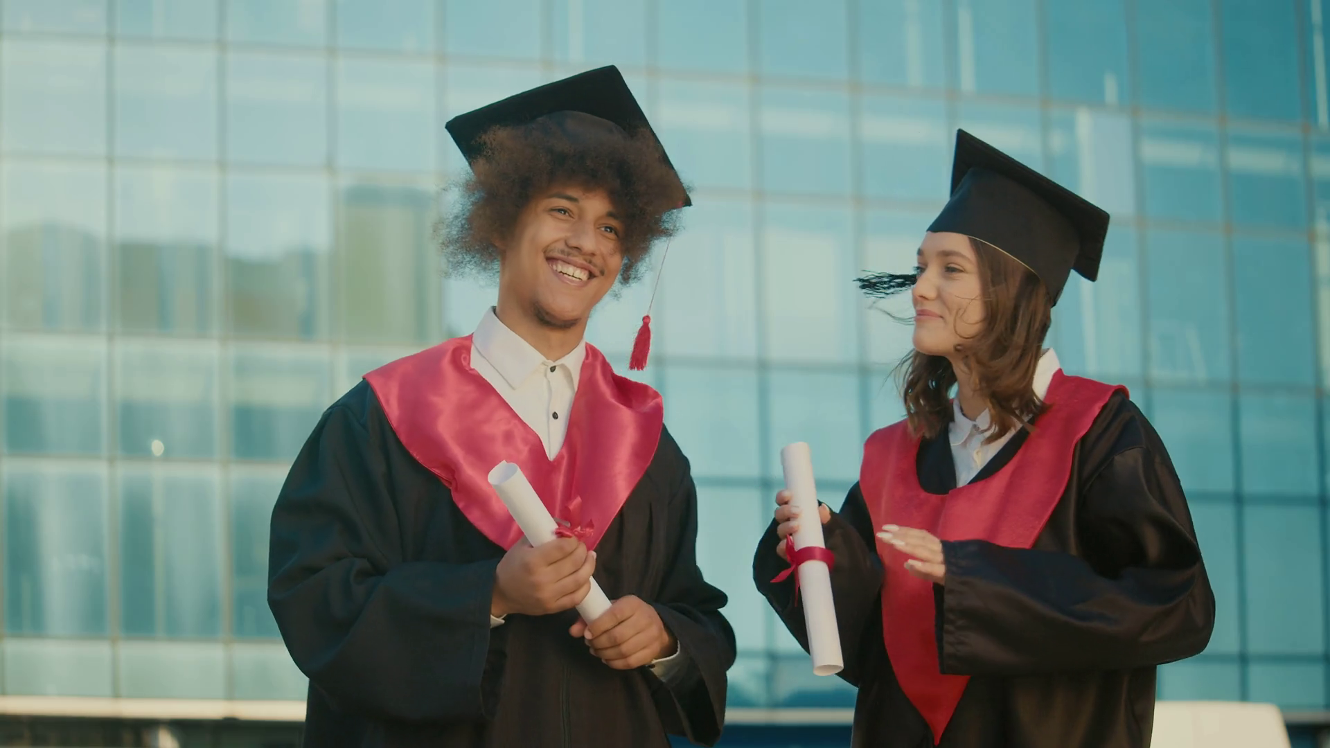 Happy Successful Graduates In Mantle Cap Stock Footage SBV-348816273 ...