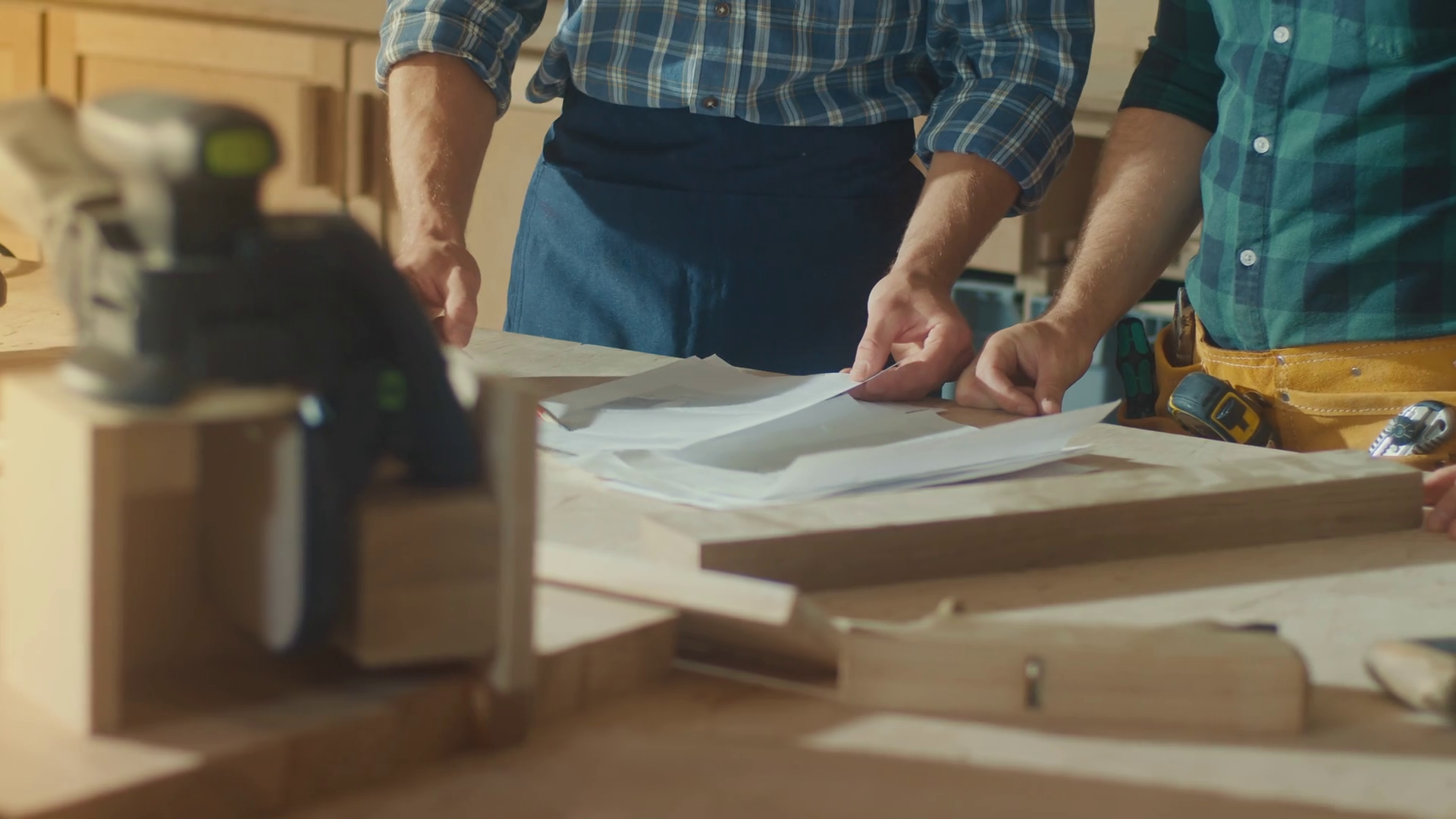 Hands Of Carpenter Using Tape Measure Ruler Stock Footage SBV-348823610 ...