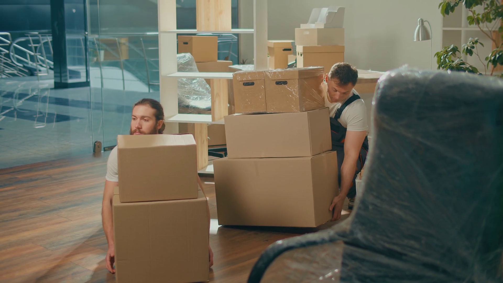 Workers Of Moving Company With Uniforms Stock Footage SBV-348825397 ...