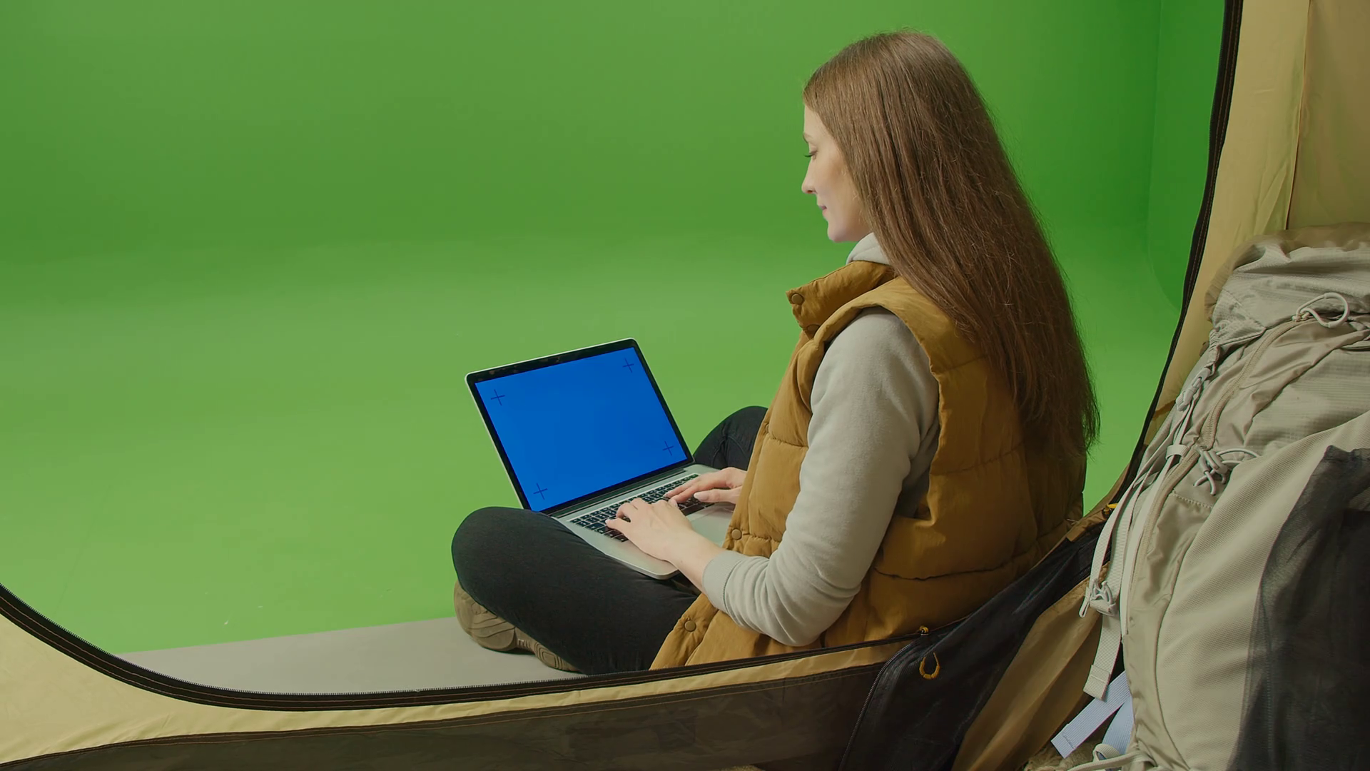 Green Screen Chroma Key Female Camper Stock Footage SBV-348828464 ...