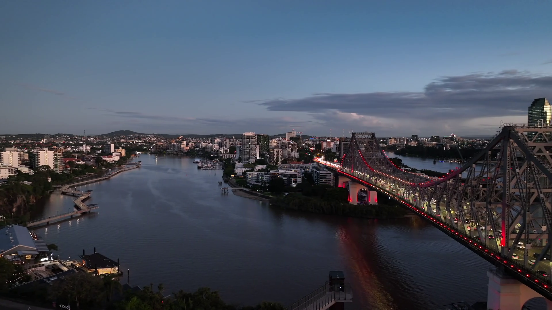 Aerial Footage Of Brisbane City Story Bridge Stock Footage SBV ...
