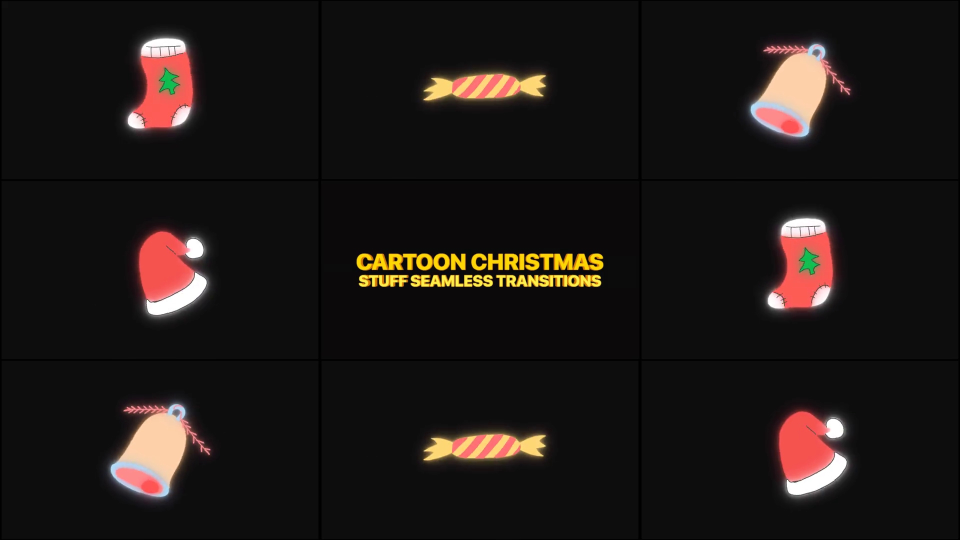 Cartoon Christmas Stuff Seamless Transitions Stock Motion Graphics SBV ...
