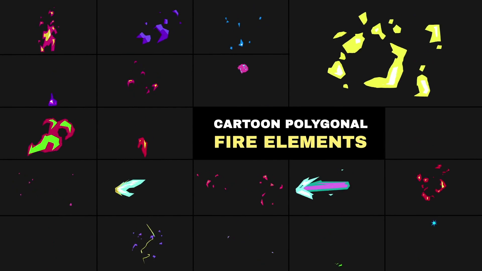 AE Template: Cartoon Polygonal Fire Elements | Effects SBV-352049788 - Storyblocks