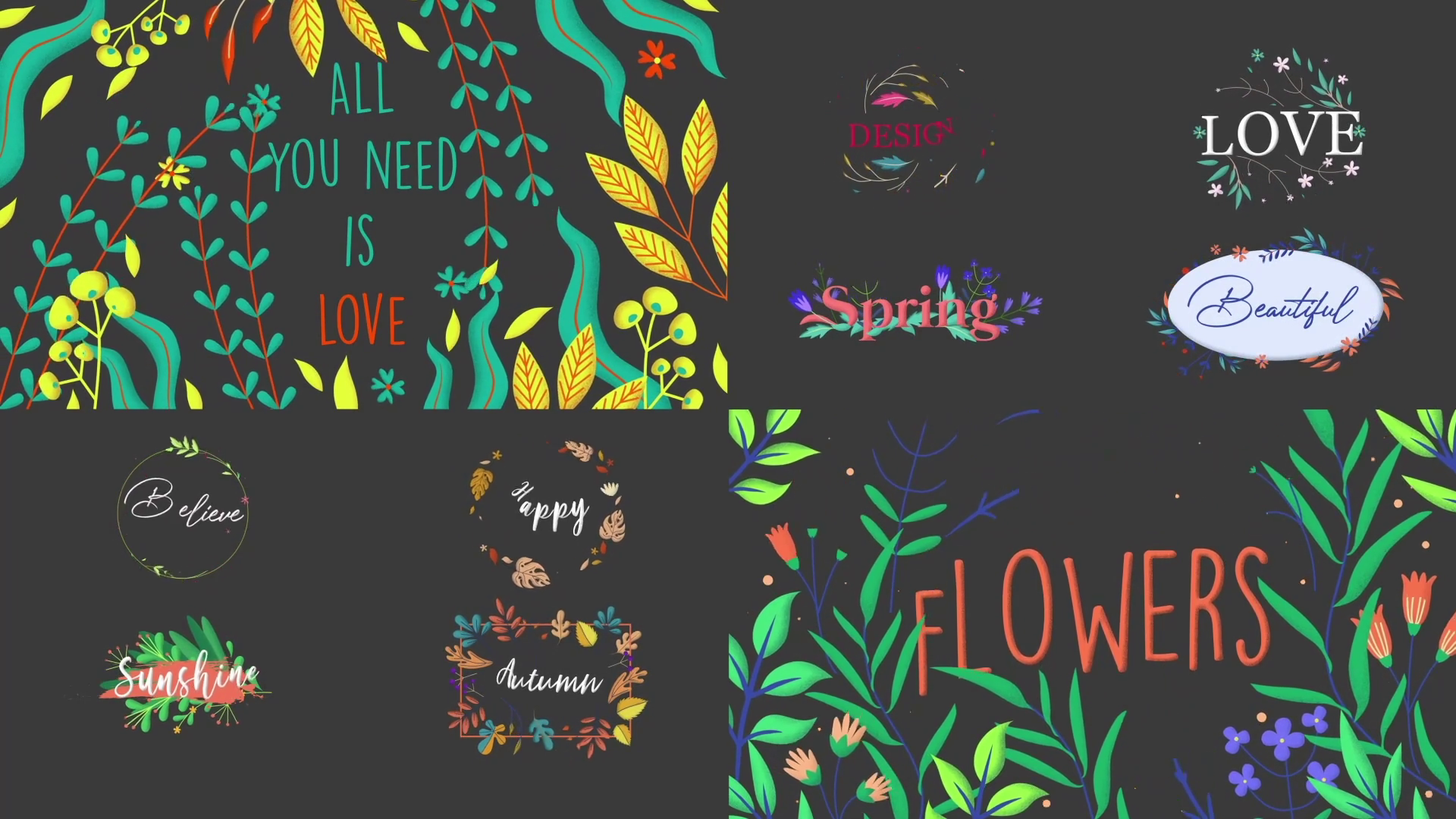 Colorful Floral Titles Premiere Pro Template SBV-346995791 - Storyblocks