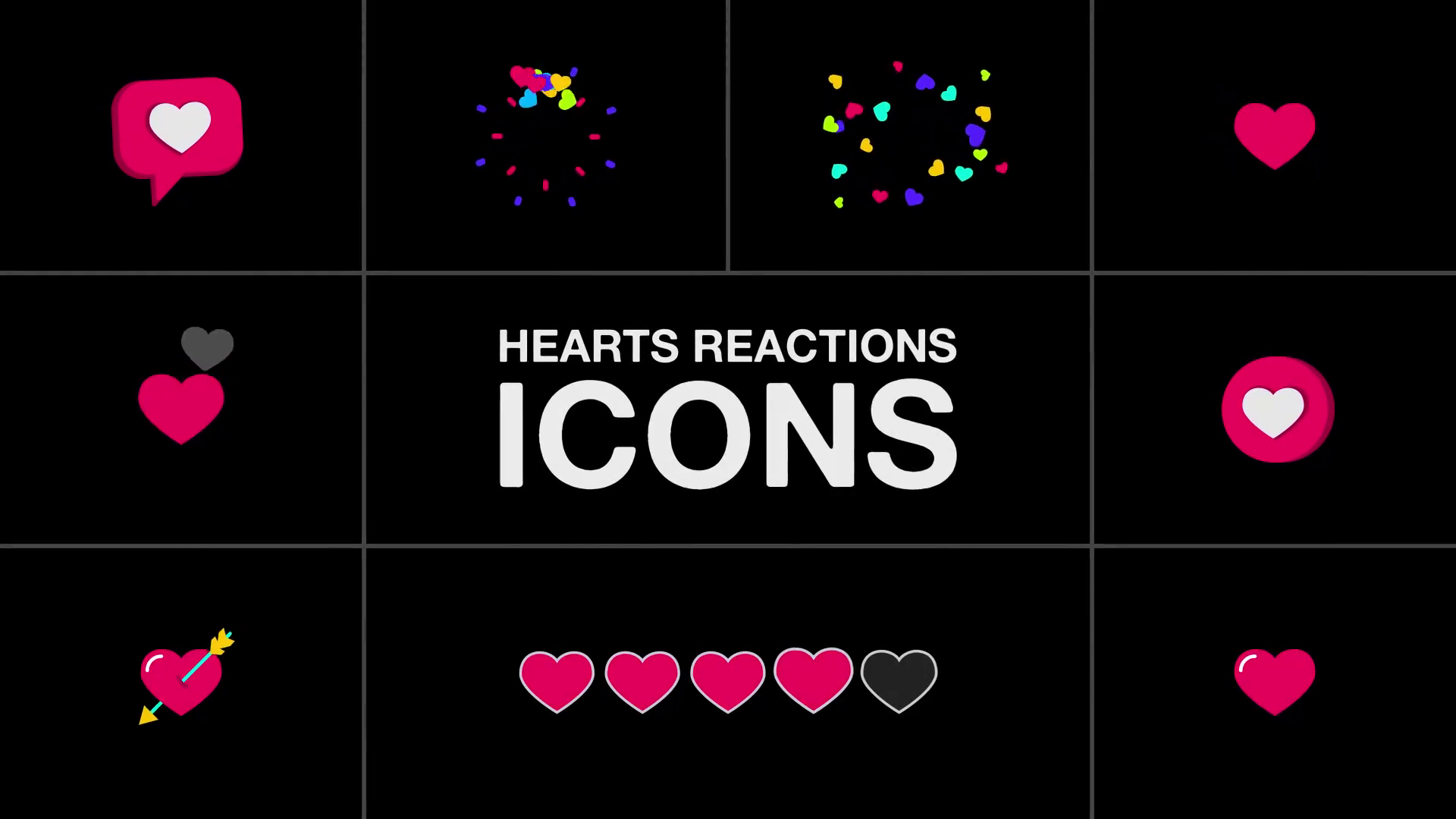 Hearts Reactions Icons Premiere Pro Template SBV-352018155 - Storyblocks