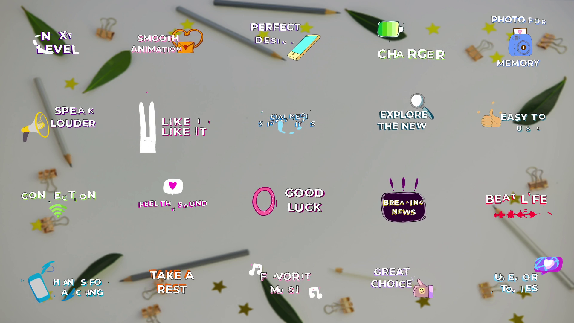 Social Media Sticker Titles Effects Template SBV-347542718 - Storyblocks