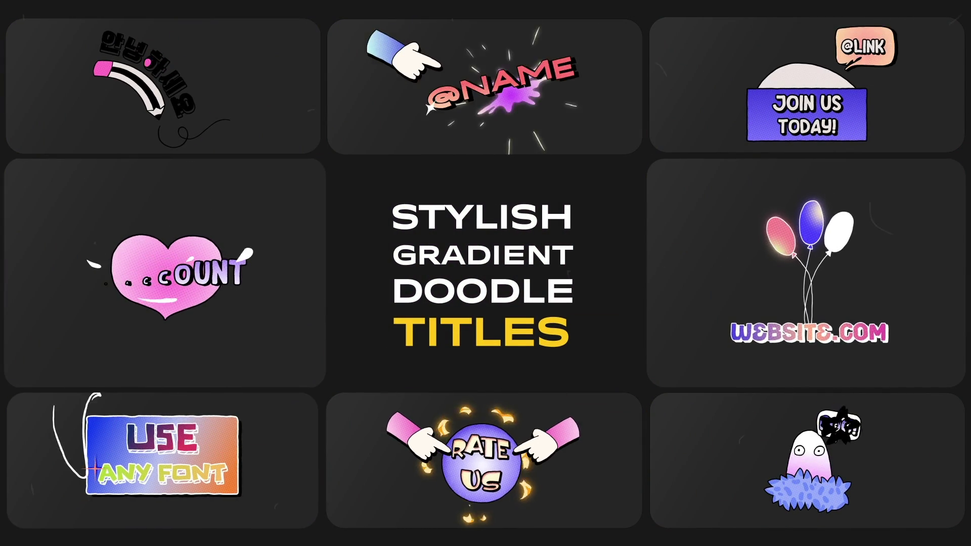 AE Template: Stylish Gradient Doodle Titles Effects SBV-352095989 ...