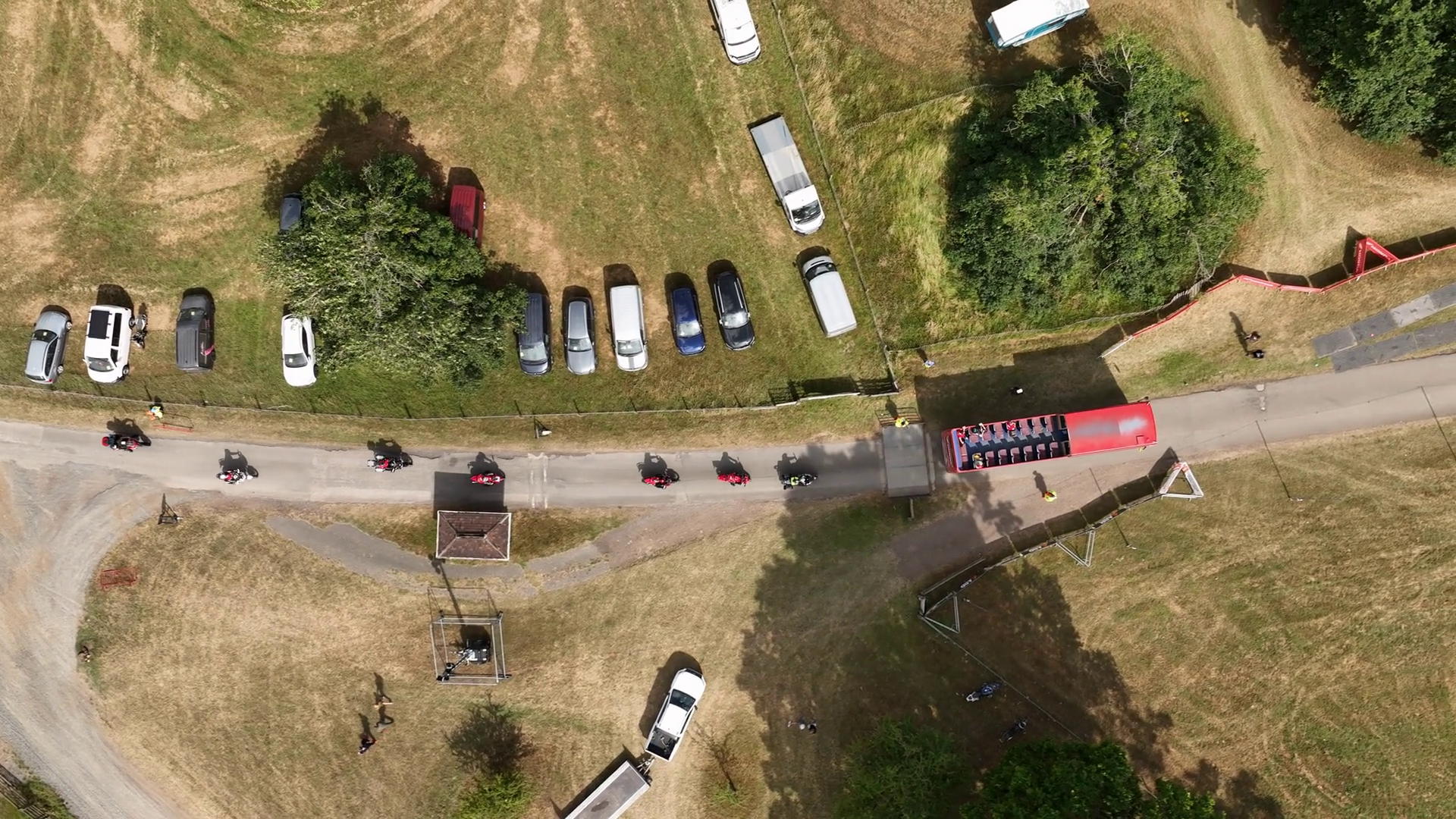 Birds-eye View Of Riders Parked Vehicles Stock Footage SBV-352423184 ...