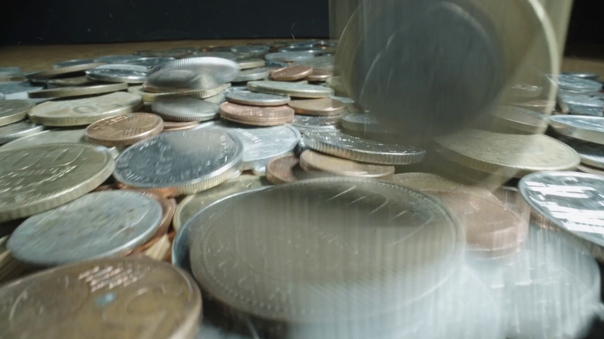 Falling Coins Caught Mid-air In Cinematic Stock Footage SBV-352570395 ...