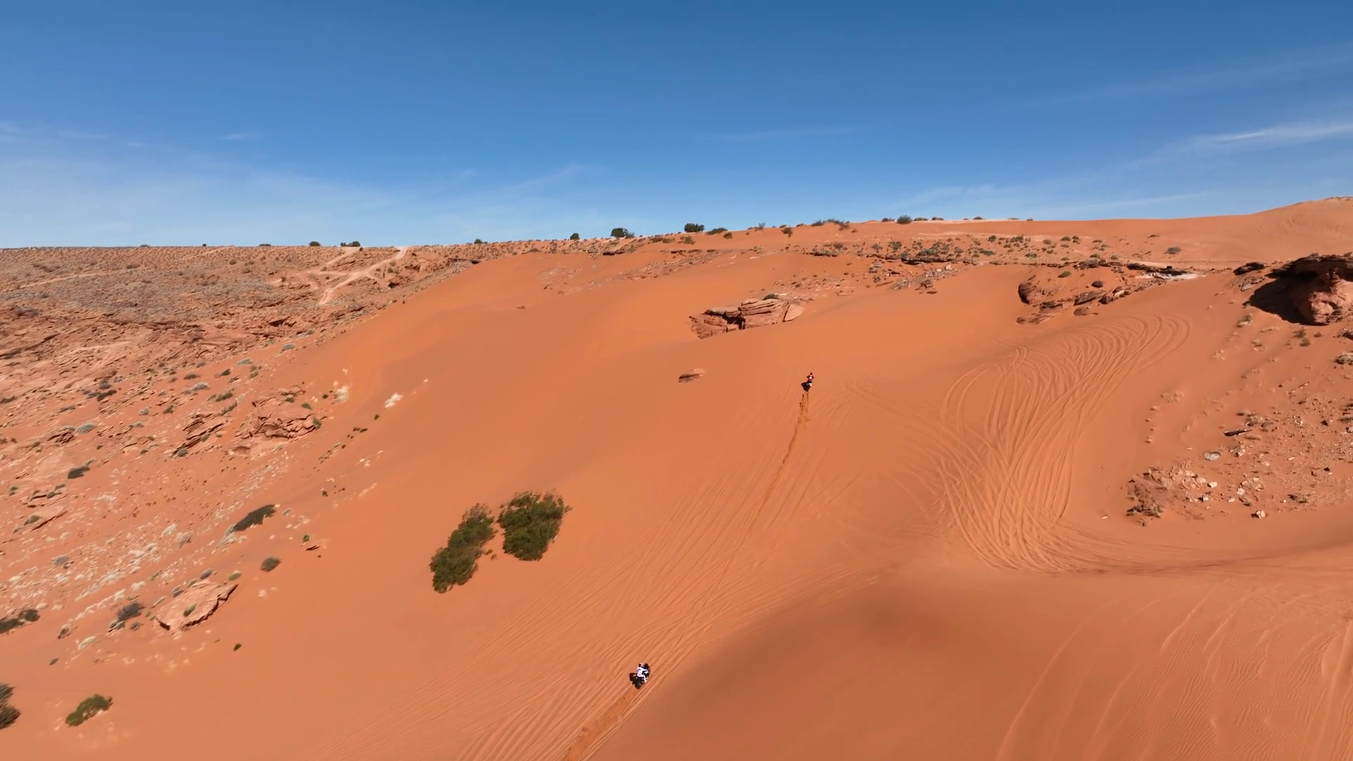 Aerial View Of Two Dirt Bikes Tracing Trails Stock Footage SBV ...
