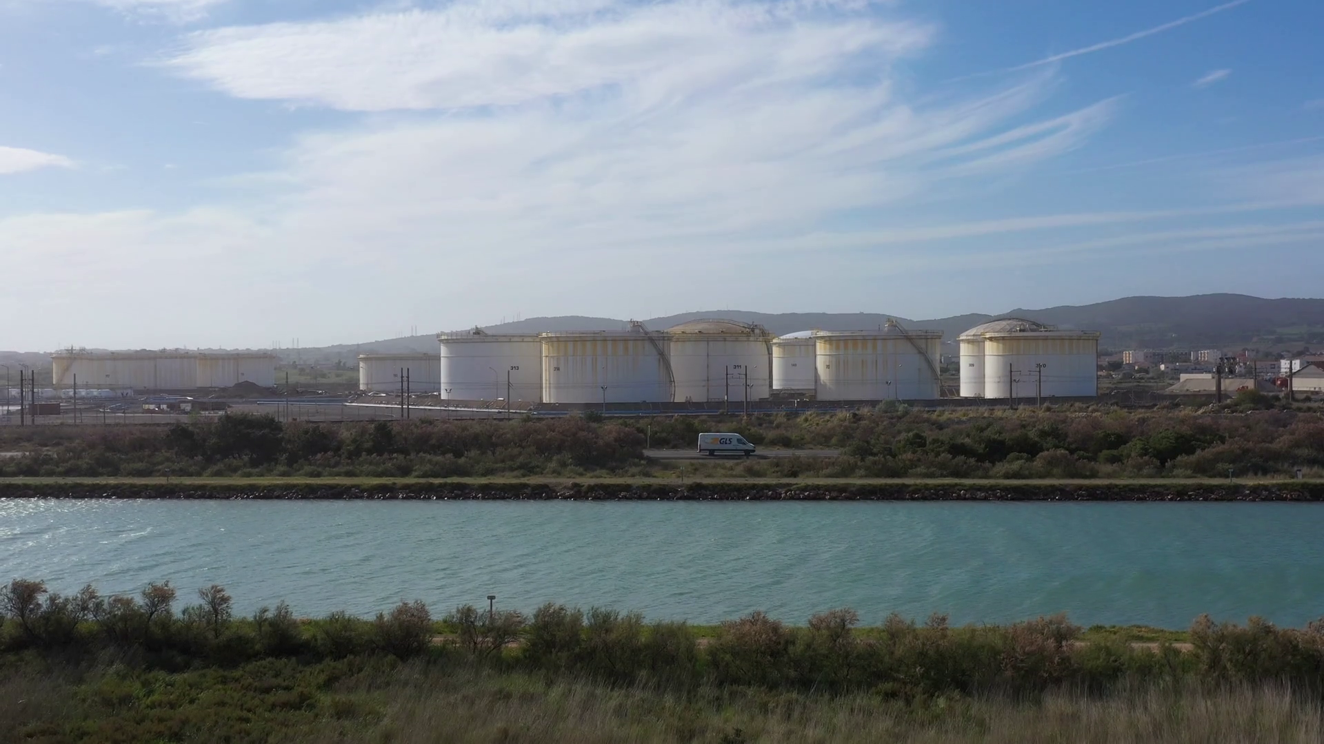 Canal Oil Storage Facilities Frontignan Stock Footage SBV-336431290 ...
