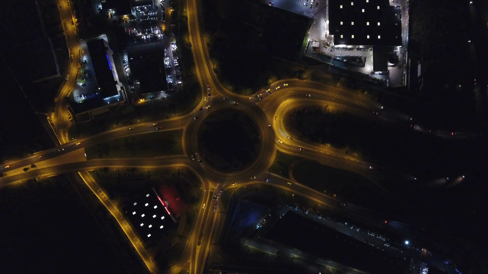 Zoom Out Overhead Drone View Of Roundabout Stock Footage SBV-336426132 ...