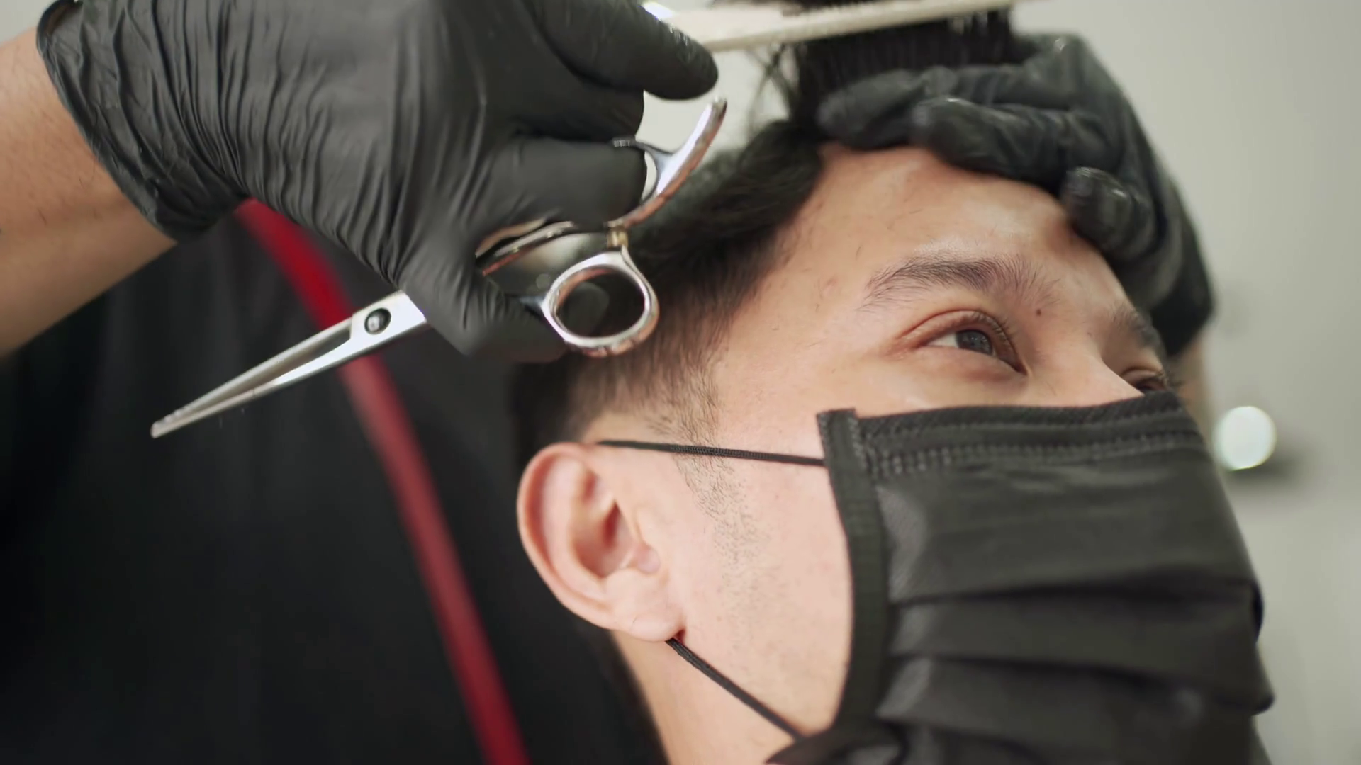 Barber Using Scissor Trimming Asian Male Stock Footage SBV-346508865 ...