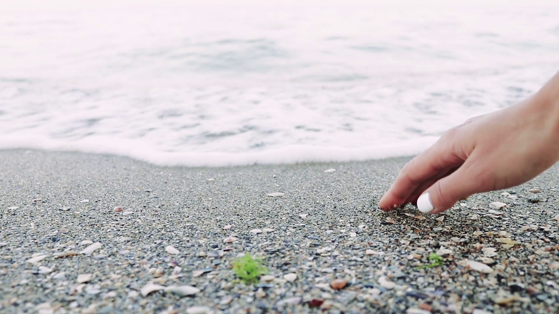 Female Hand Touches Sea Water On Beach Stock Footage SBV-309803036 ...