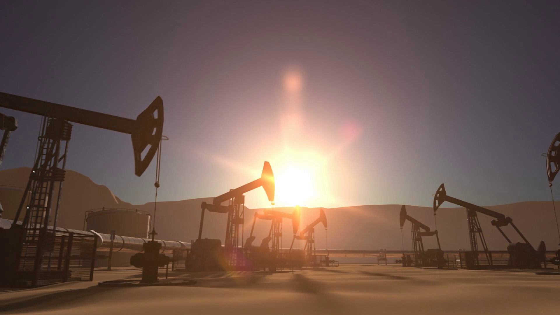 Sunrise over oil field with pumpjacks and pipeline Stock Video Footage ...