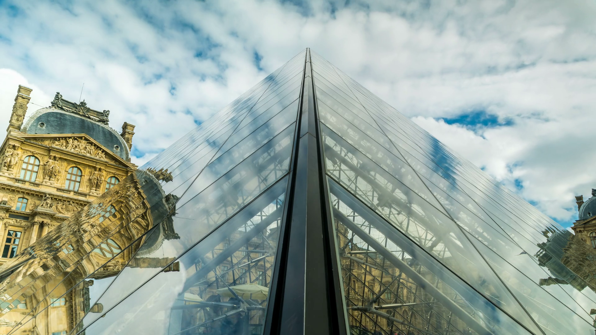 Louvre Pyramid Clouds Time-lapse Stock Footage SBV-311042305 - Storyblocks