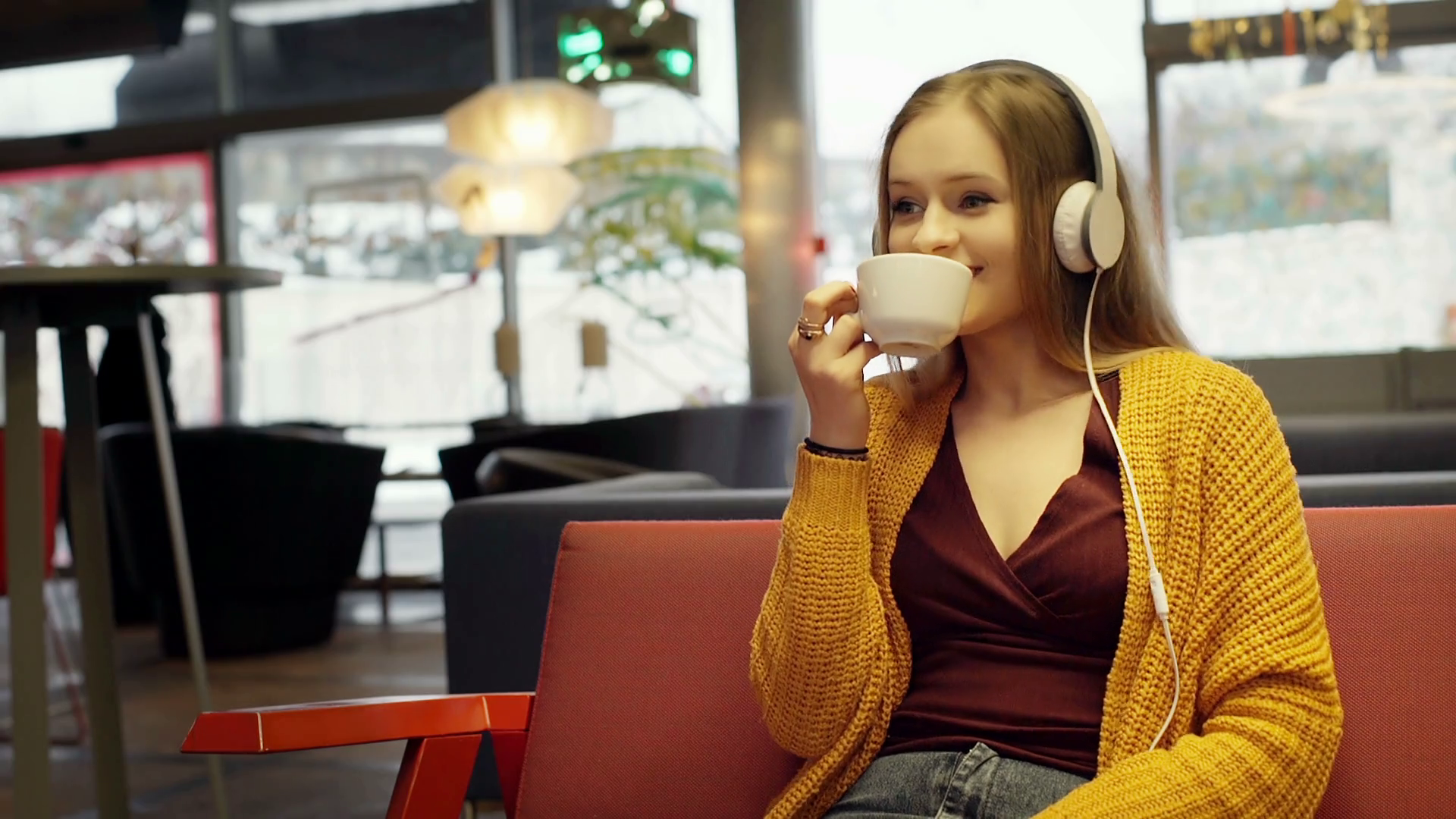 Happy Girl Singing Listening Music On Stock Footage SBV-312265593 ...
