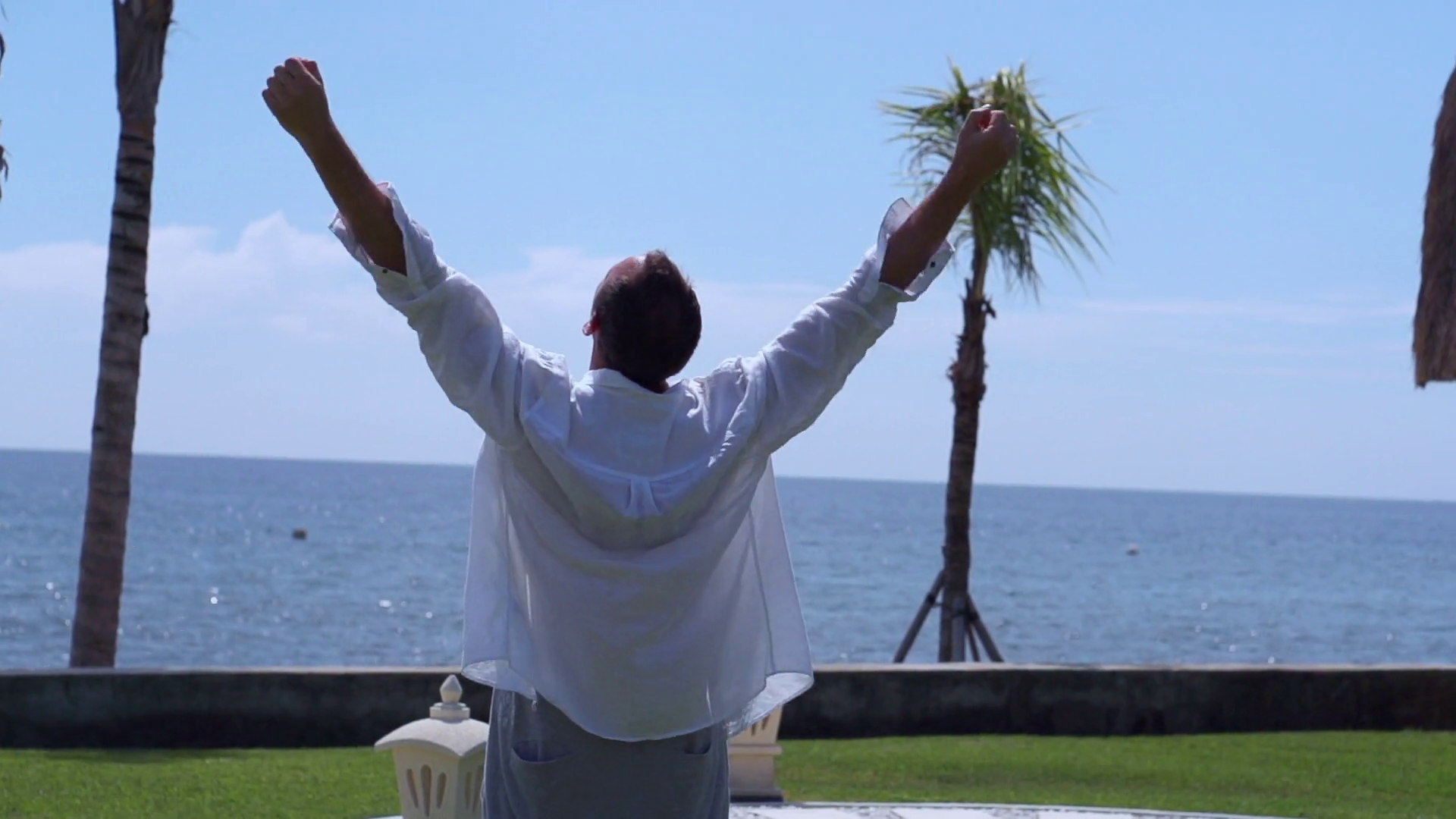 Man Rising Hands Feeling Free Slow Motion Stock Footage SBV-302773702 ...
