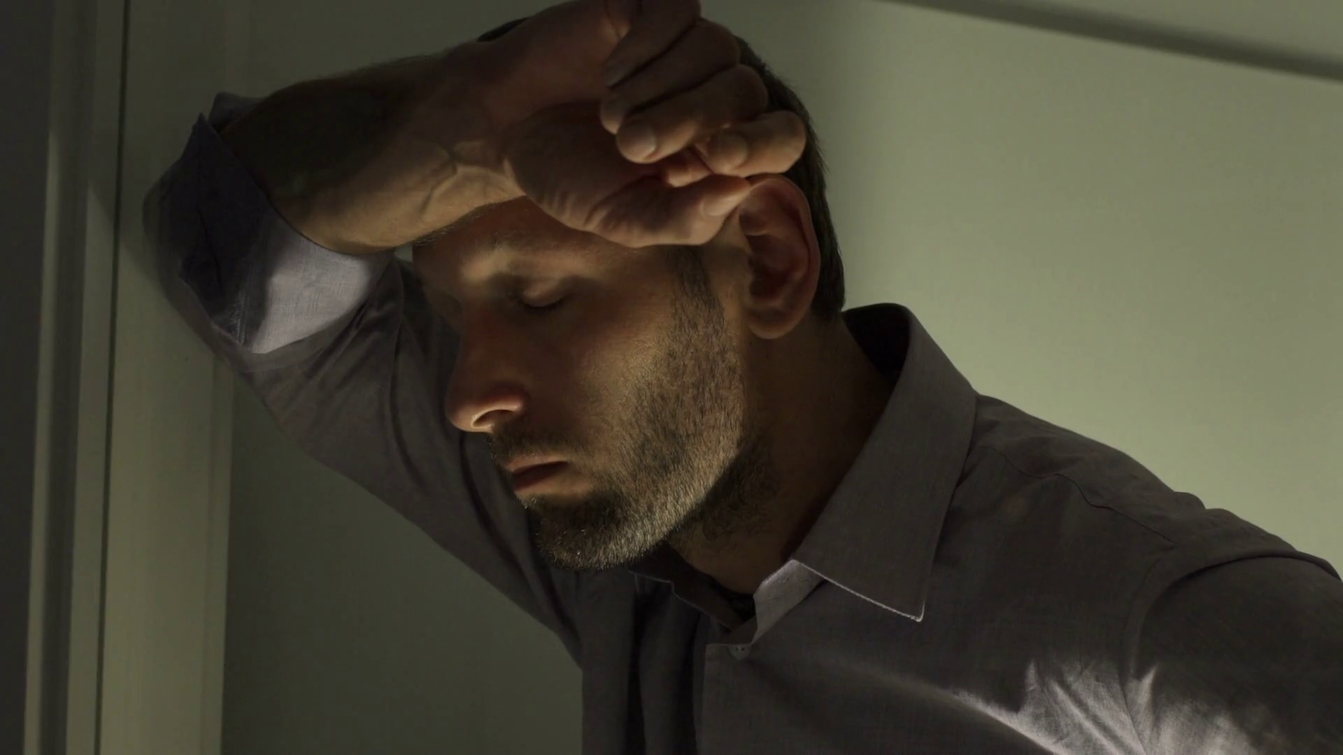 Sad Man Standing Next To Window At Home Stock Footage SBV-302043519 ...