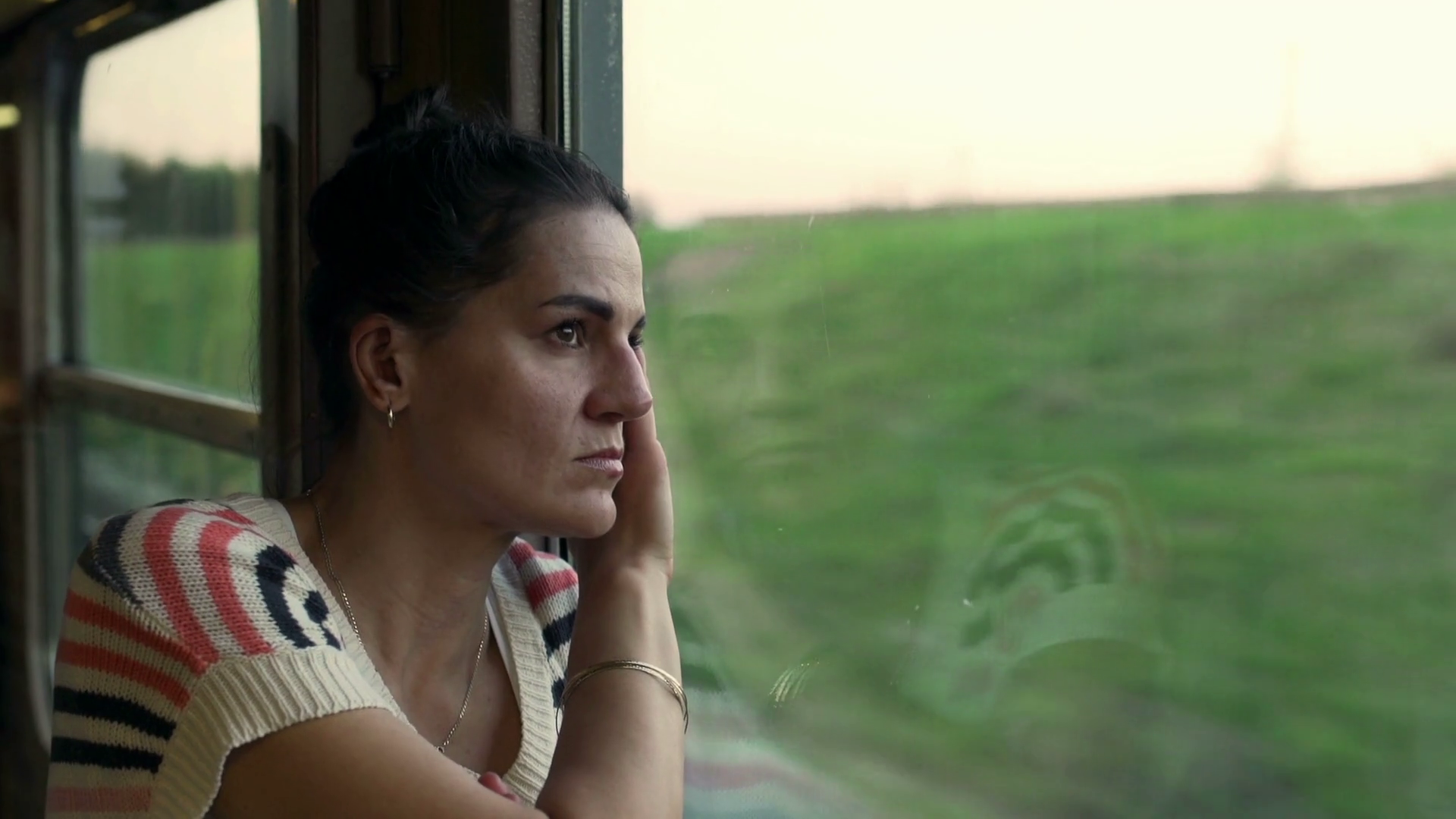 Sad Woman Traveling Alone Train Steadycam Stock Footage SBV-301235004 ...