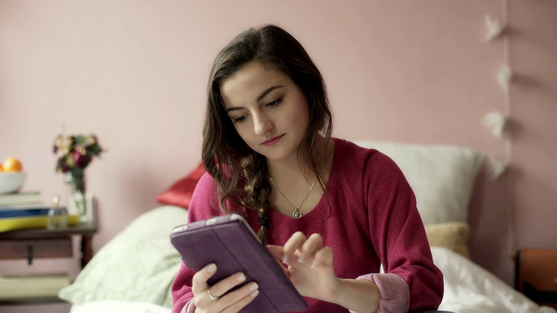Teenage Girl Browsing Internet On Tablet Stock Footage SBV-304086052 ...