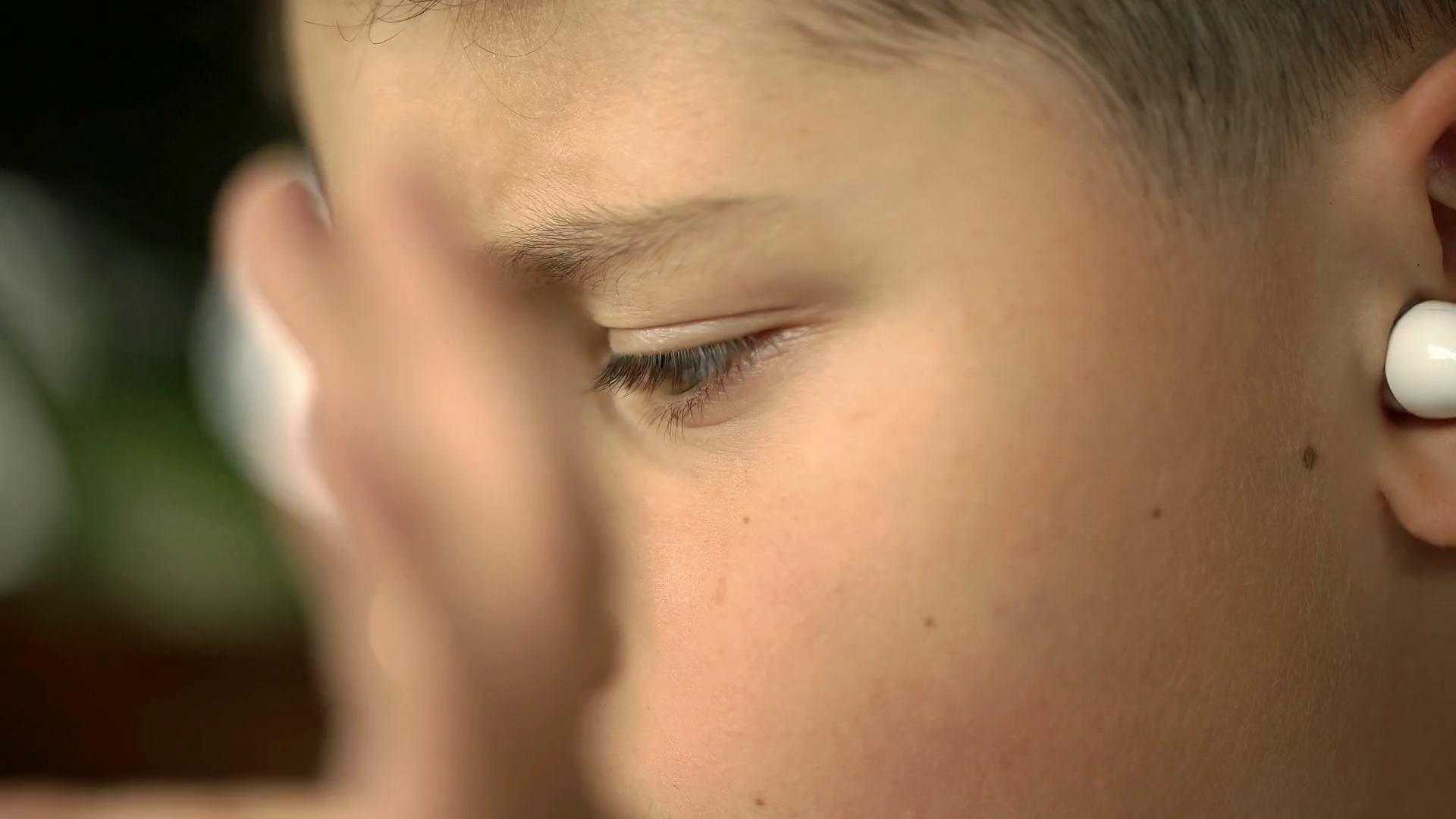 Close Up Of Boy's Face Listening Music On Stock Footage SBV-318204622 ...