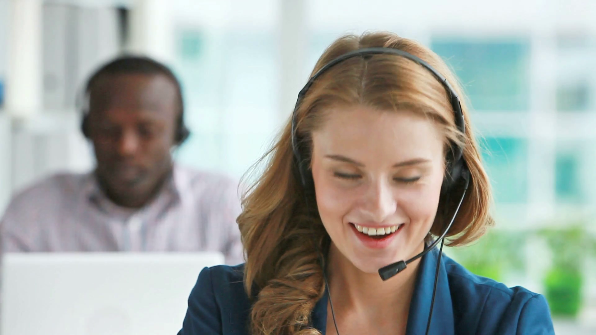 Cheerful Customer Support Representative Stock Footage SBV-300860338 ...