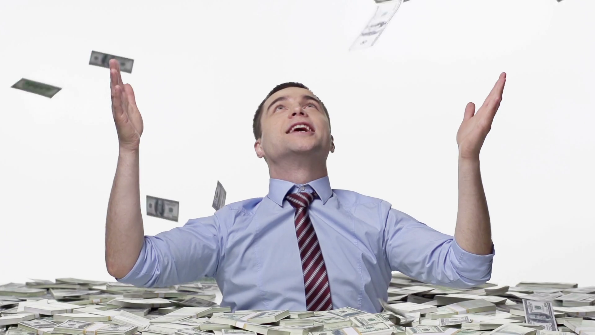 Man Welded Money Trying To Catch Falling Stock Footage SBV-300868073 ...