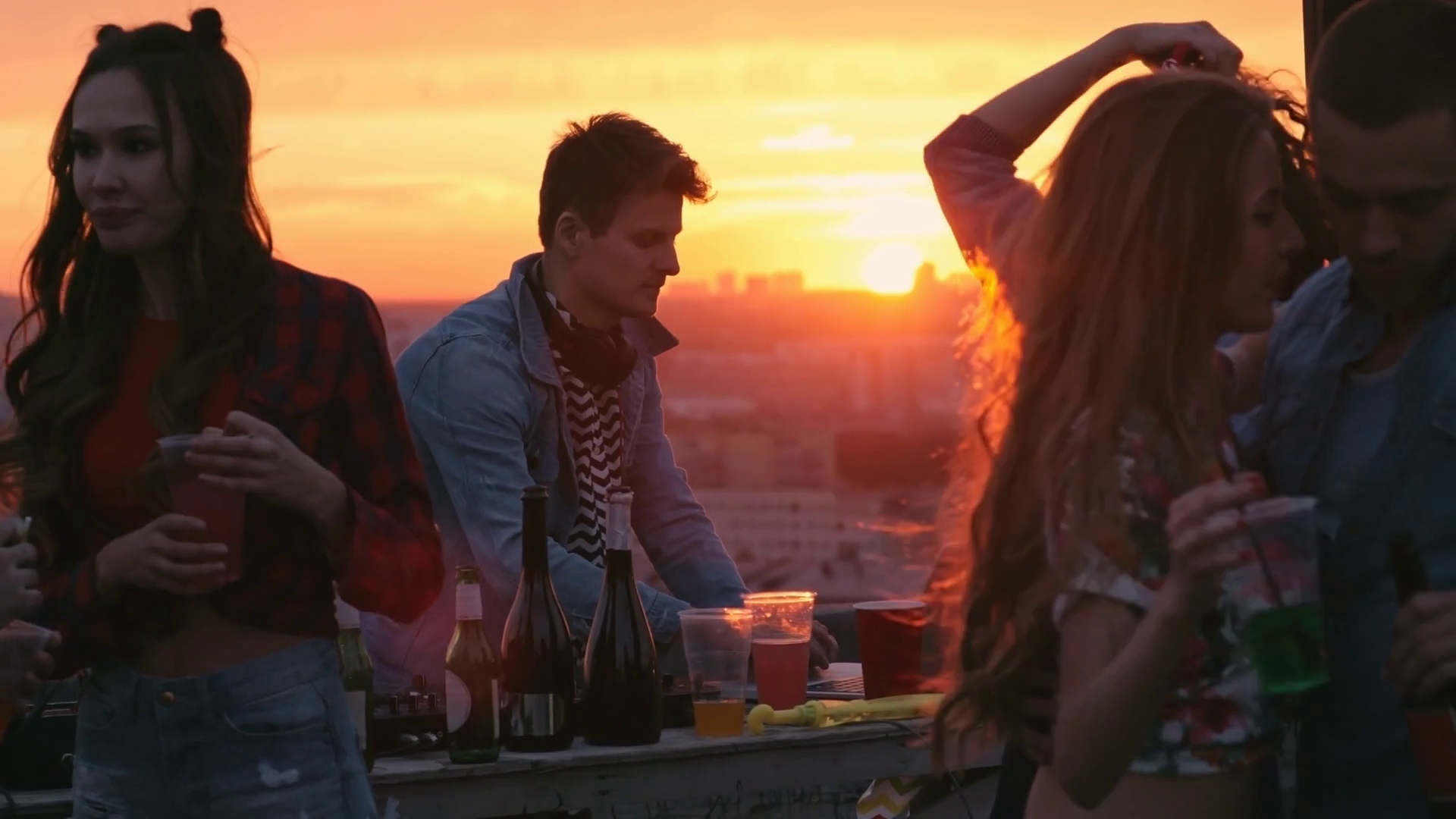 Young Couple Dancing At Sunset Rooftop Party Stock Footage SBV ...