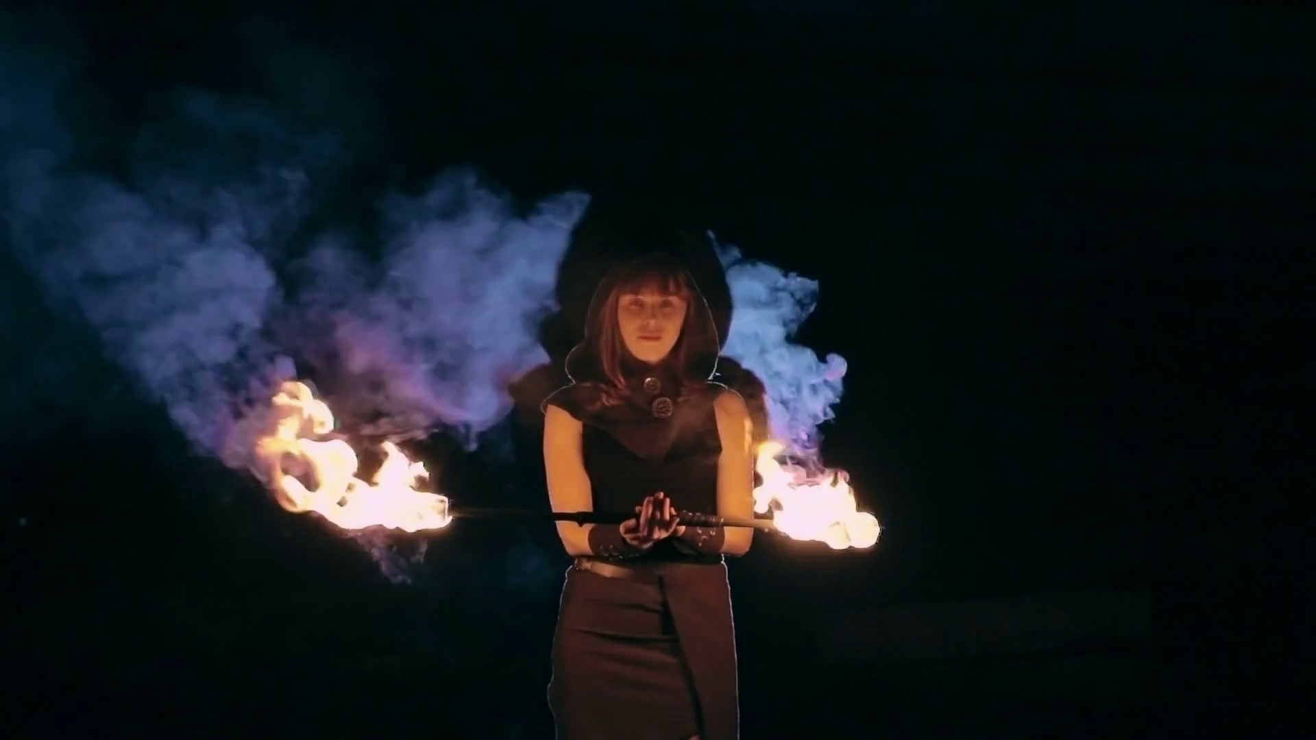 Professional Female Fire Dancer Tossing Stock Footage SBV-309910865 ...