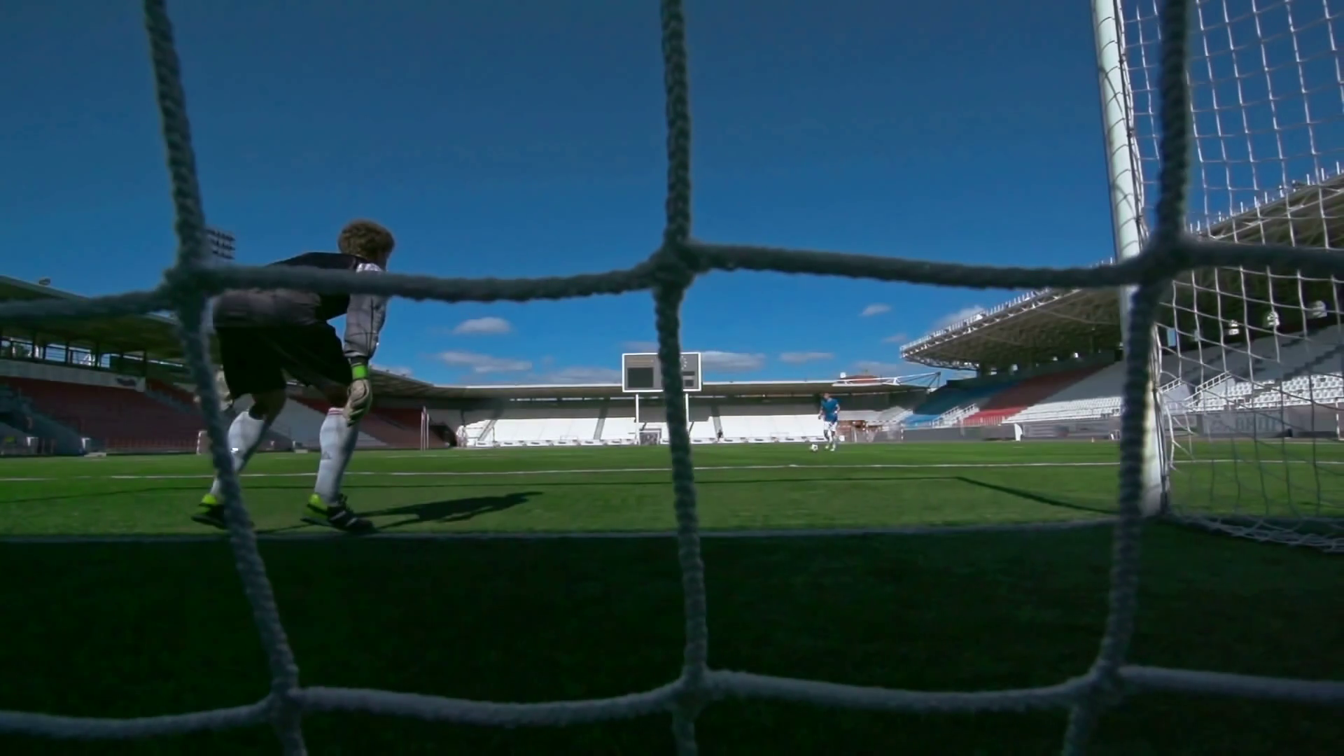 Rear View Of Soccer Goalie Trying To Catch Stock Footage SBV-308161649 ...