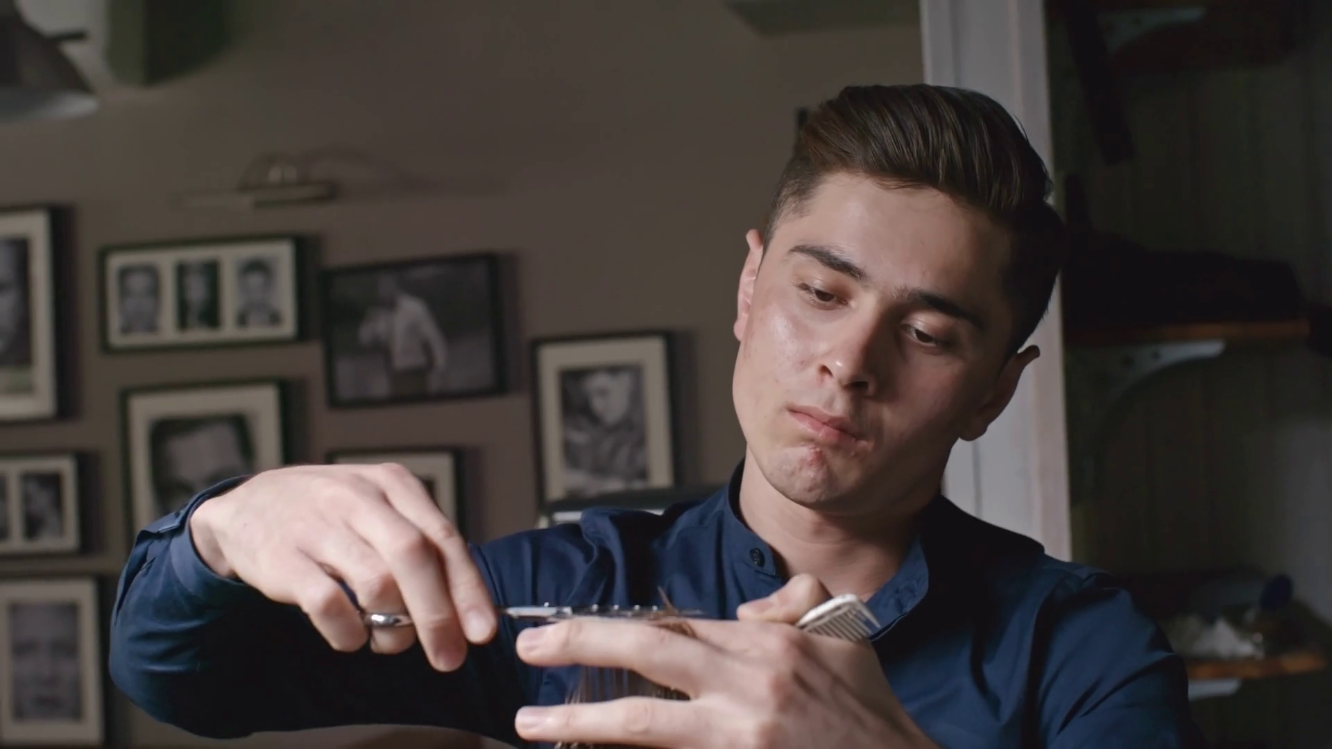 Talented Barber Spinning Scissors Around Stock Footage SBV-308466503 ...