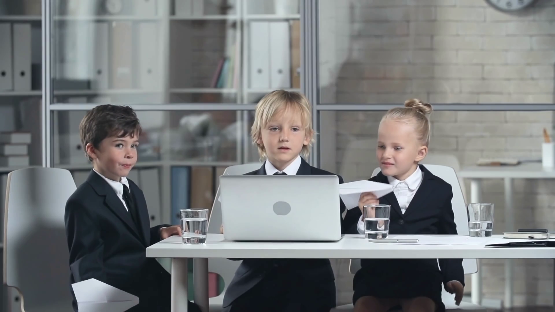 Three Little Children In Business Suits Stock Footage SBV-308671293 ...