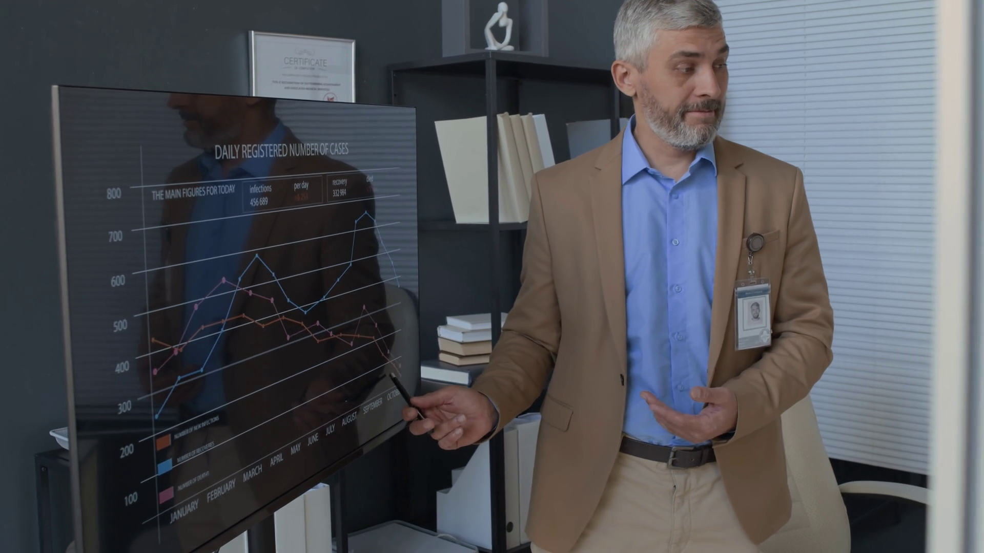Middle-aged Clinical Director With Grey Hair Stock Footage SBV ...