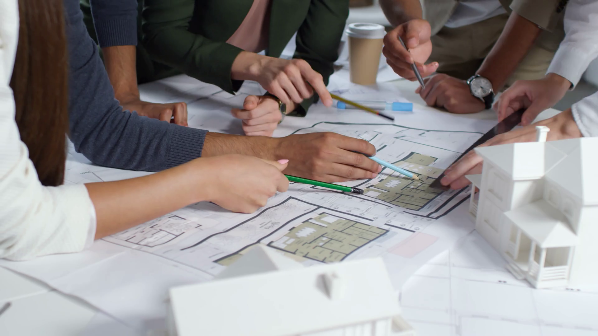 Close-up Of Hands Of Multiethnic Architects Stock Footage SBV-330065914 ...