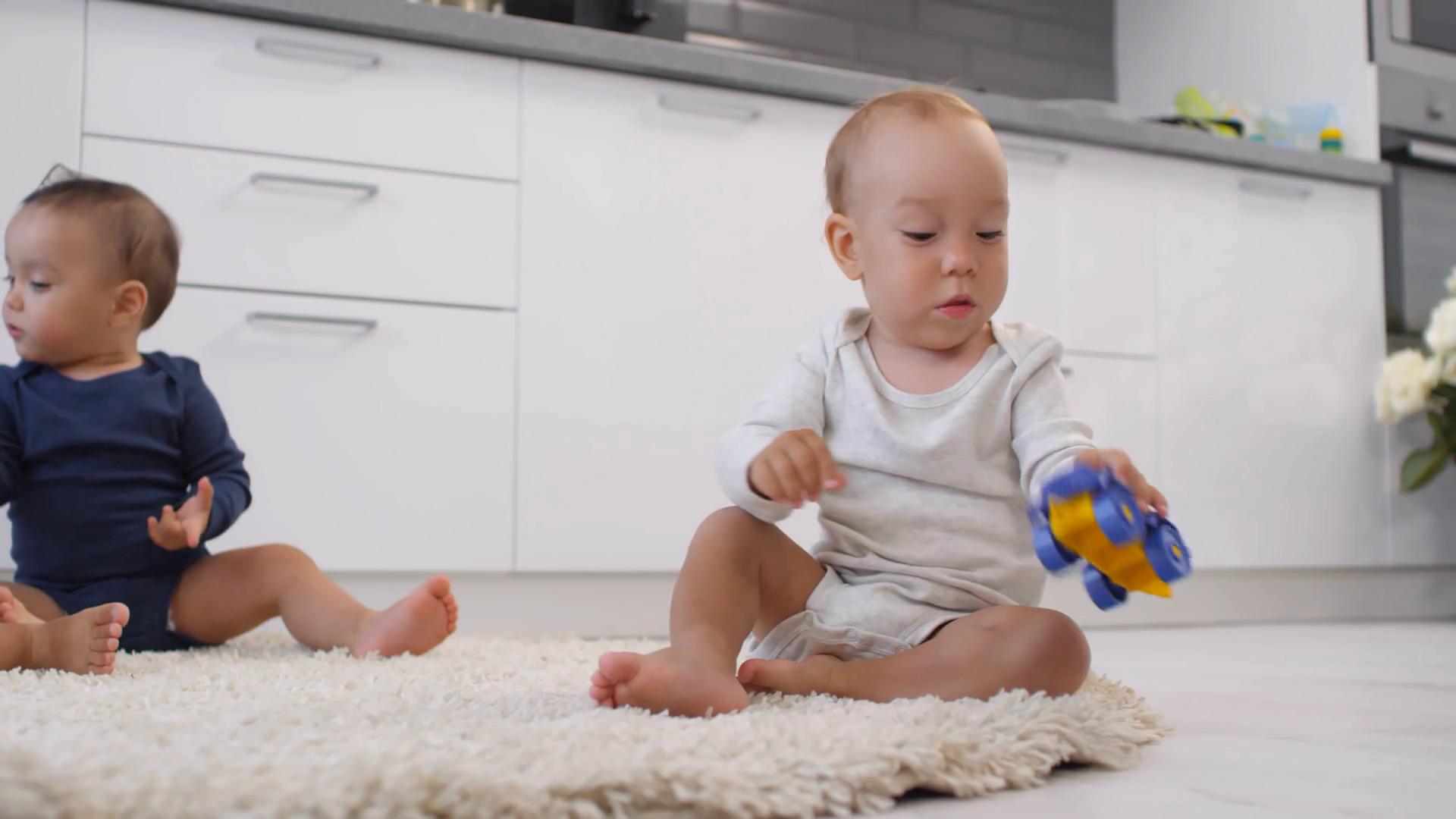 Full Shot Of 1-year-old Barefoot Triplet Stock Footage SBV-337878489 ...