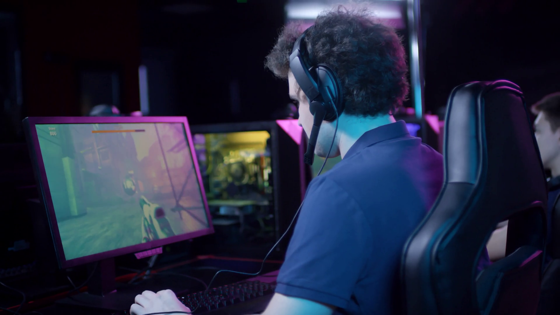 Young Man Playing Shooter Game At E-sport Stock Footage SBV-338606291 ...