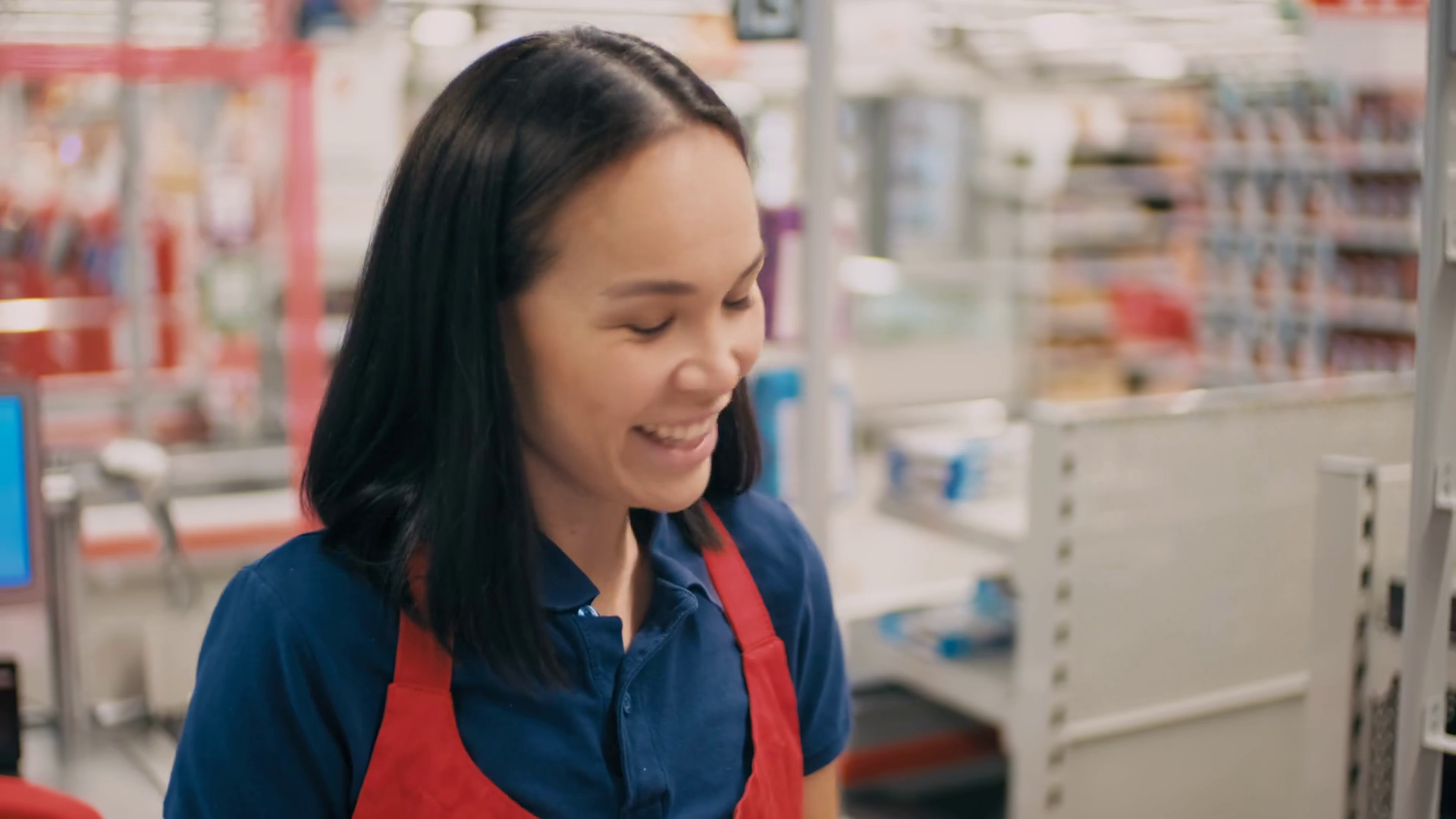 Friendly Cashier Scanning Items At Stock Footage SBV-338946030 ...