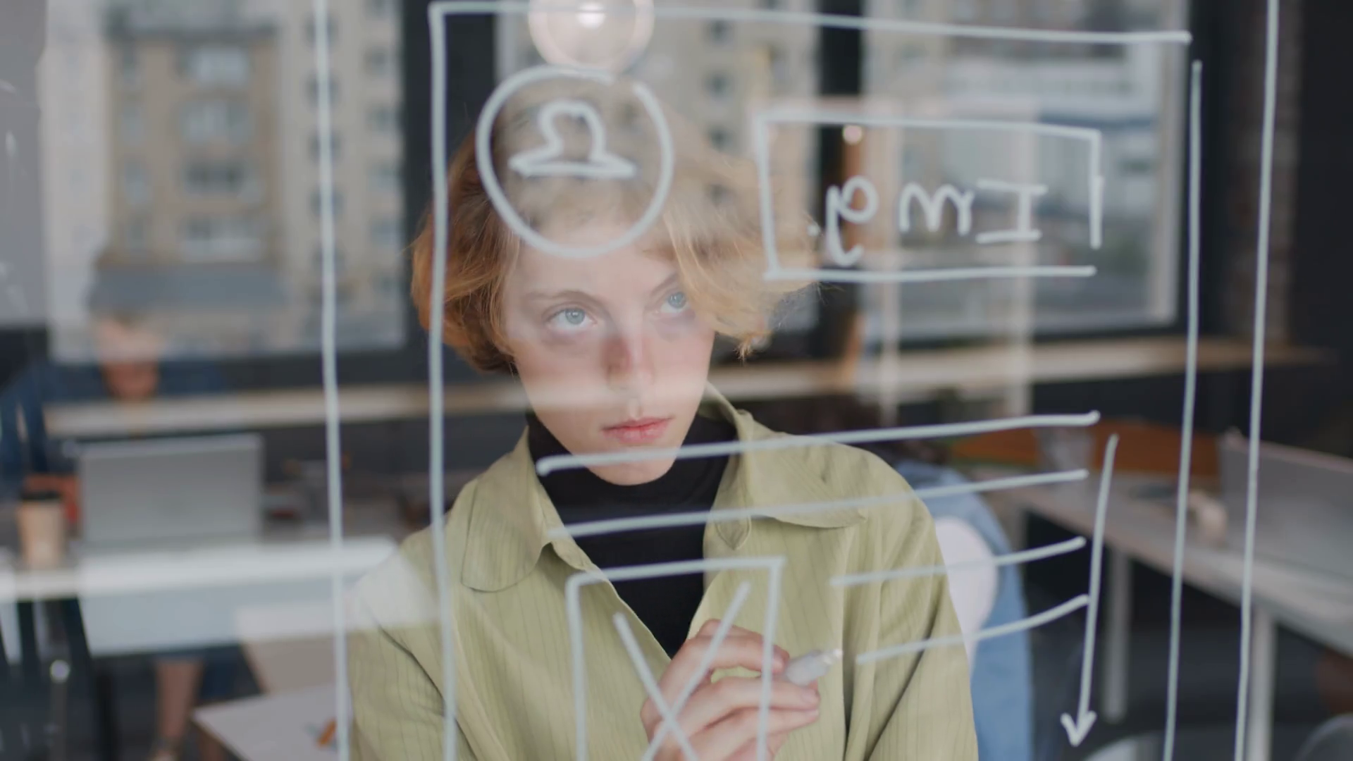 Focused Female Ui Designer Sketching App Stock Footage SBV-338960645 ...