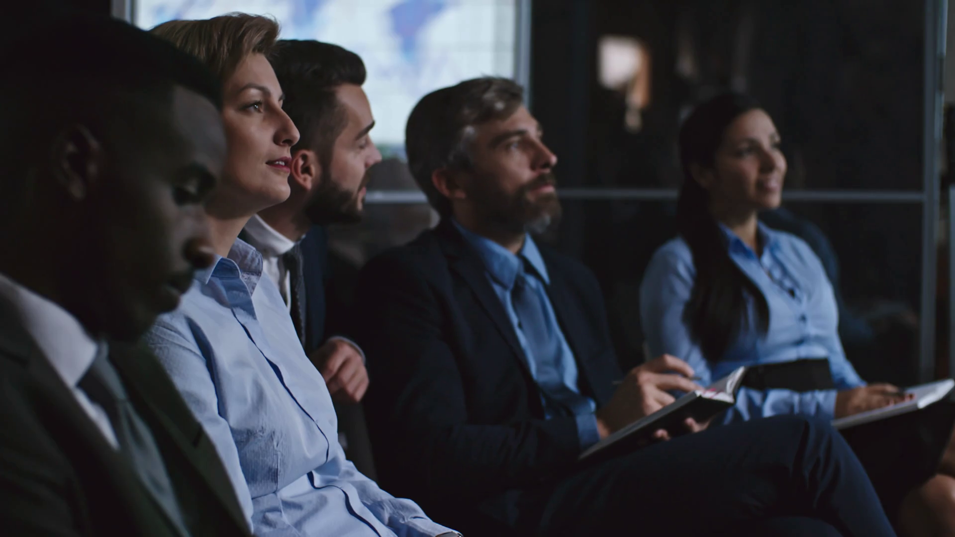 Medium Shot Of Group Of Colleagues Watching Stock Footage SBV-322209711 ...