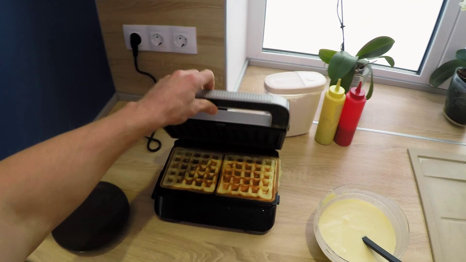 Pov Of Man Taking Waffles Out Of Waffle Stock Footage SBV-338362379 ...
