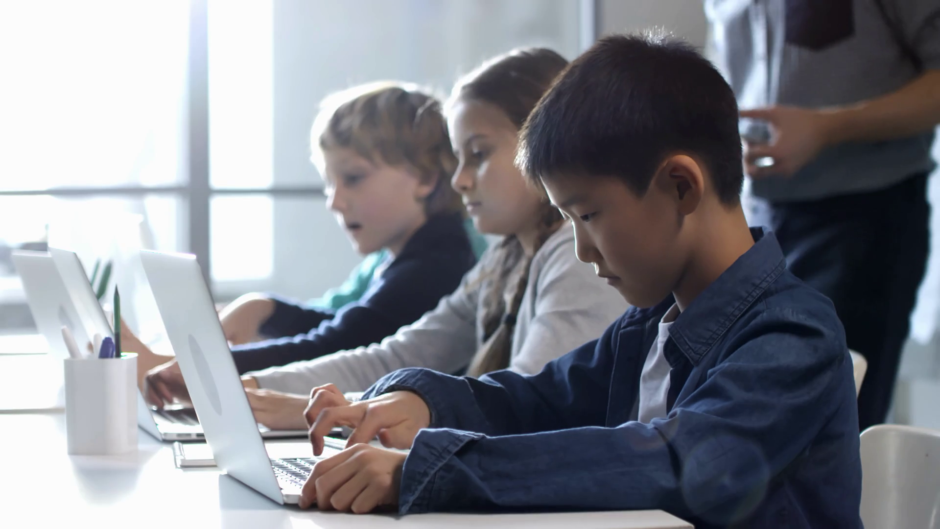 Primary School Students Sitting In Computer Stock Footage SBV-321603142 ...