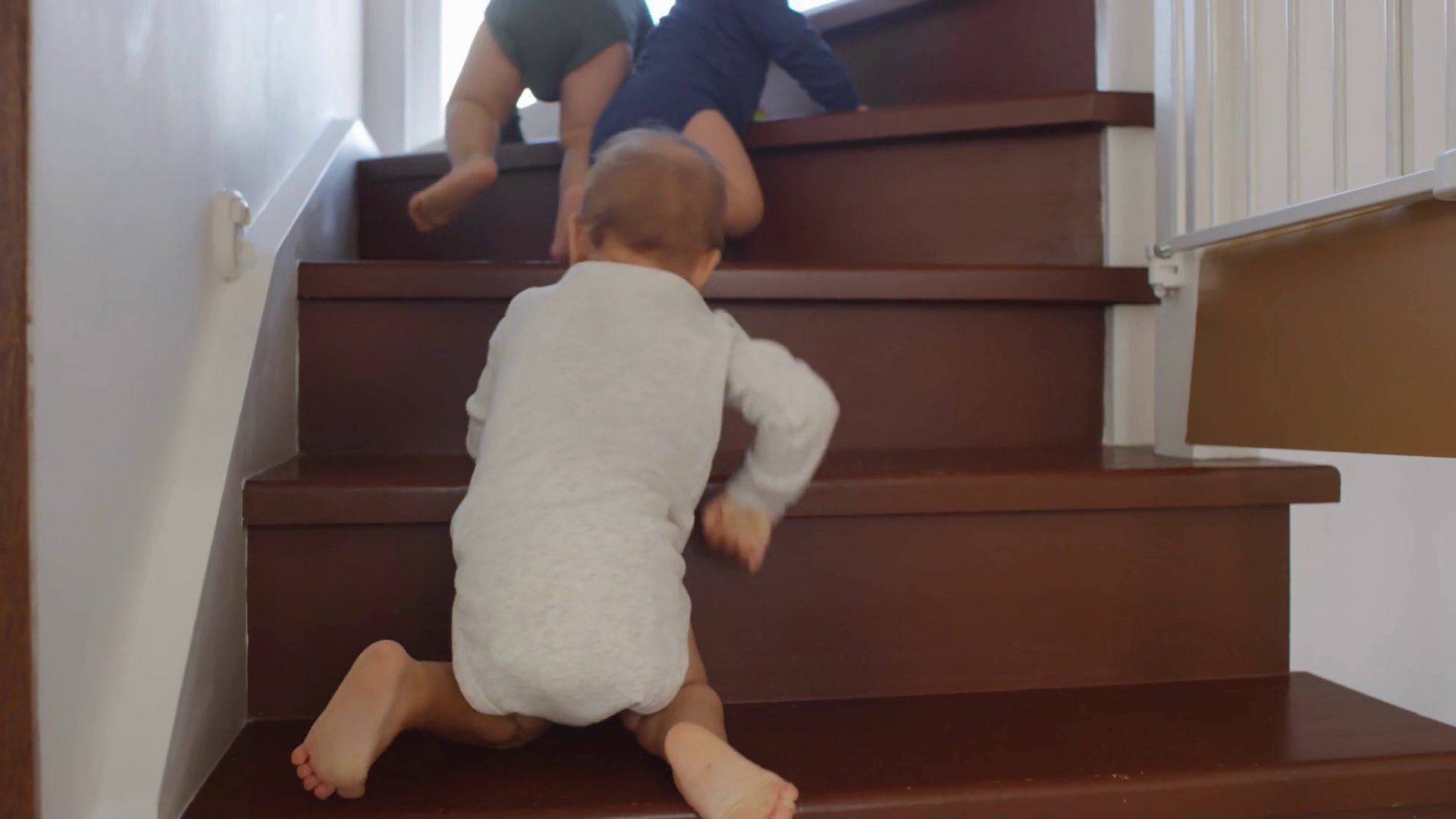 Rear Tracking Shot Of Barefoot Baby Triplets Stock Footage SBV ...