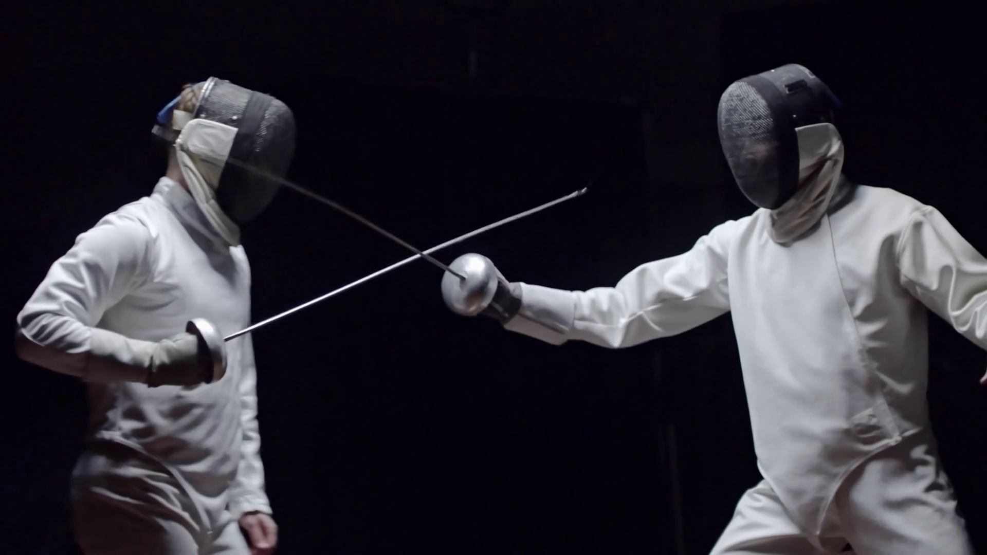 Slow Motion Of Fencer In Protective Uniform Stock Footage SBV-314771672 ...