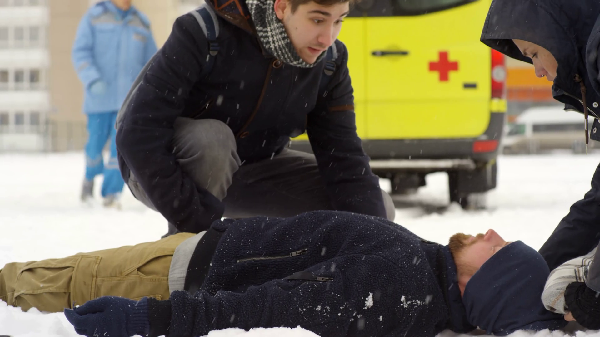 Slowmo Shot Of Worried People Trying To Help Stock Footage SBV ...